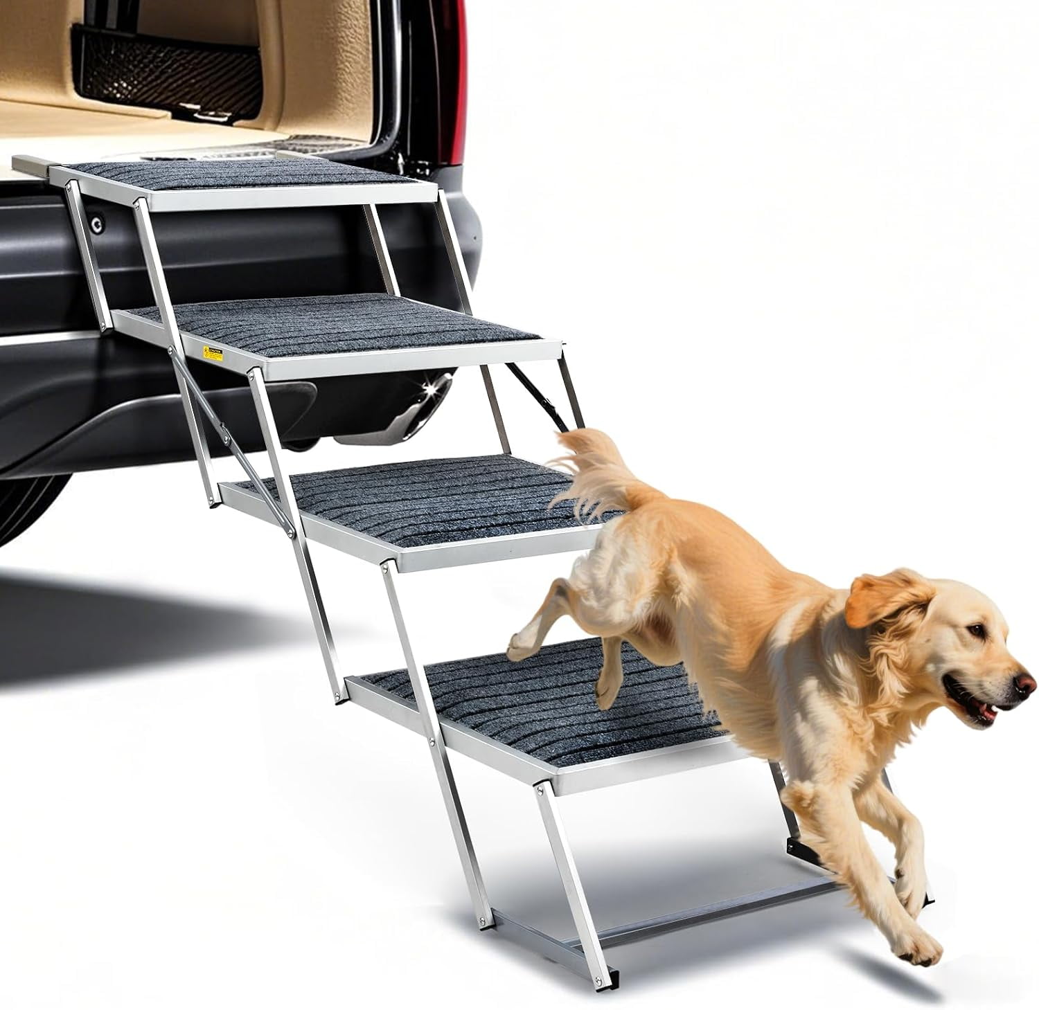Extra Wide Dog Stair for Car, 19.2” Foldable Dog Car Step with Nonslip ...