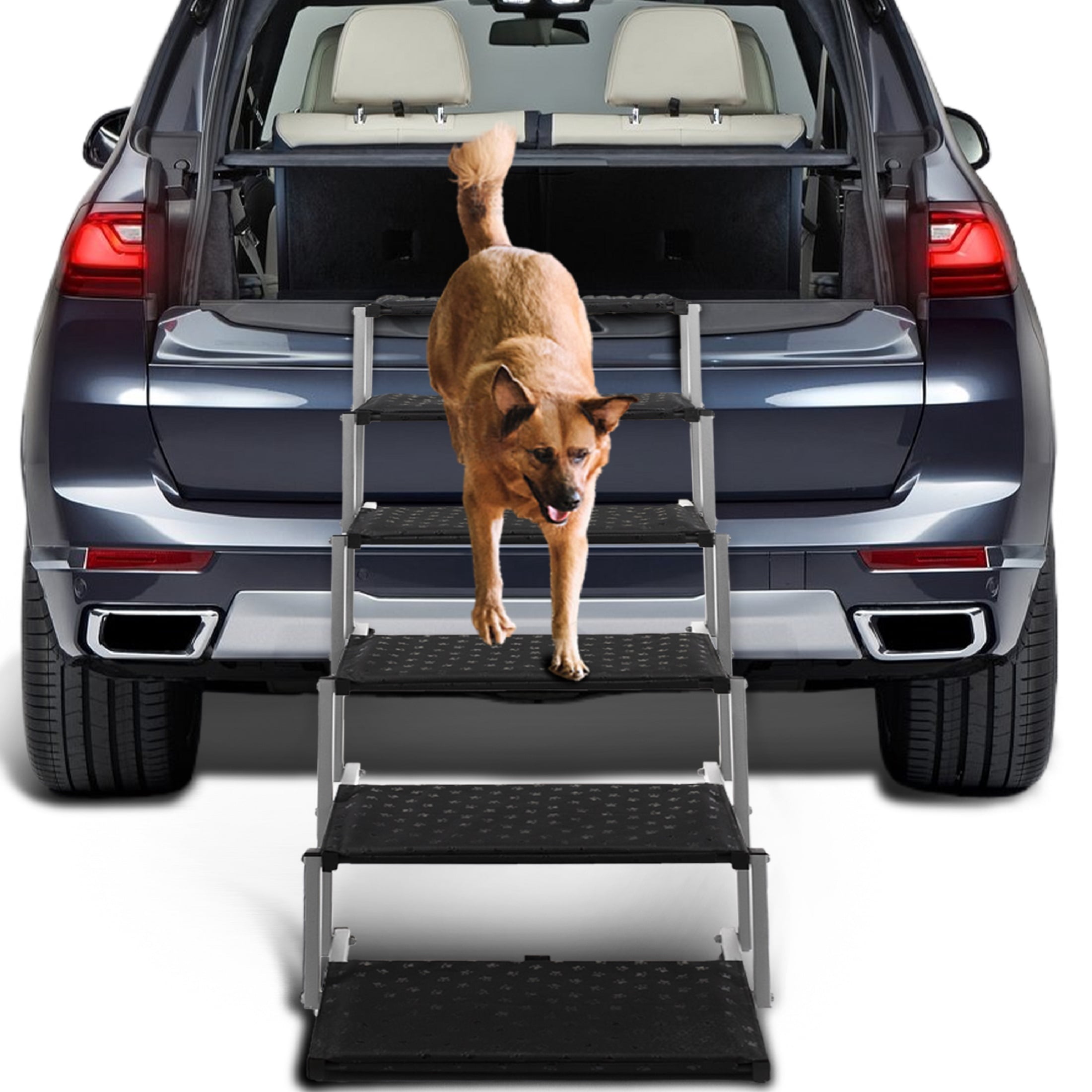 Extra Wide Dog Stairs for Car - Foldable Dog Ramps for Large Dogs with ...