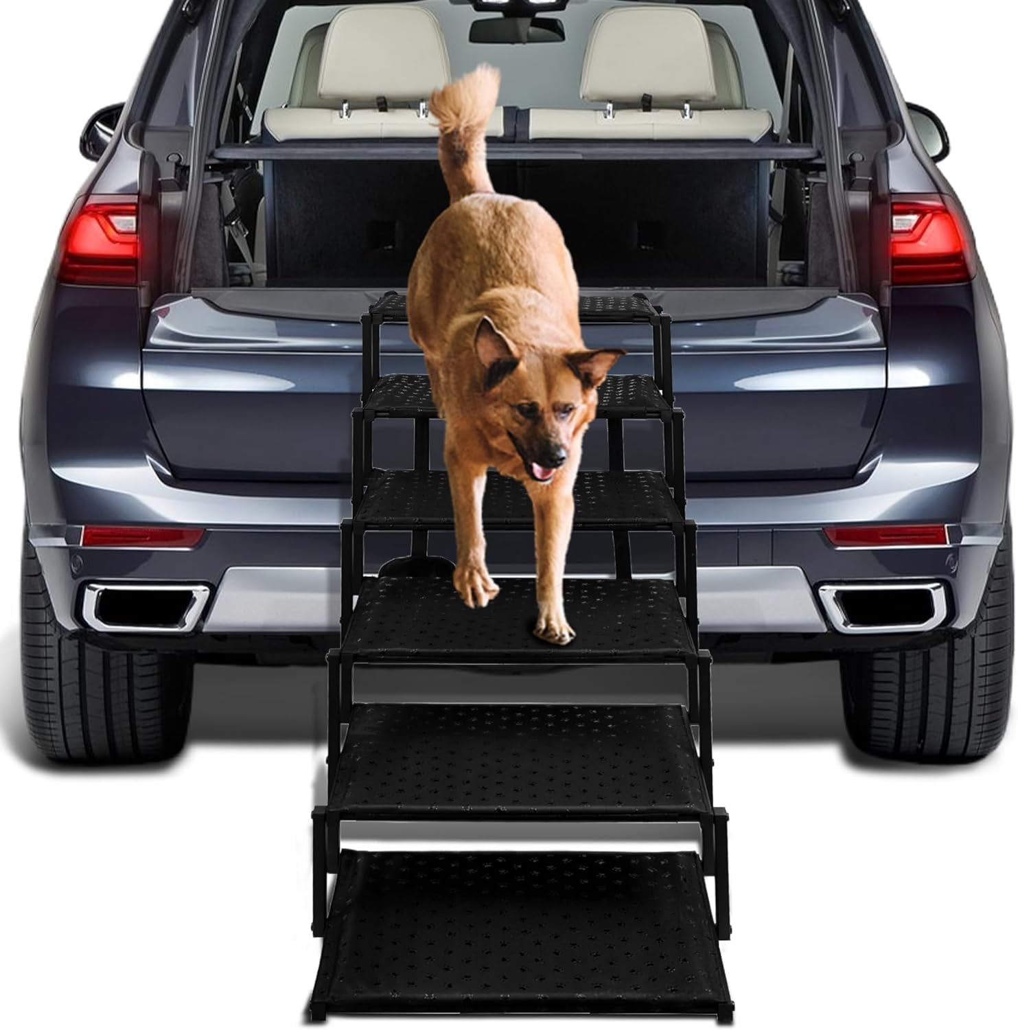Extra Wide Dog Stairs for Car - Foldable Dog Ramps for Large Dogs with ...