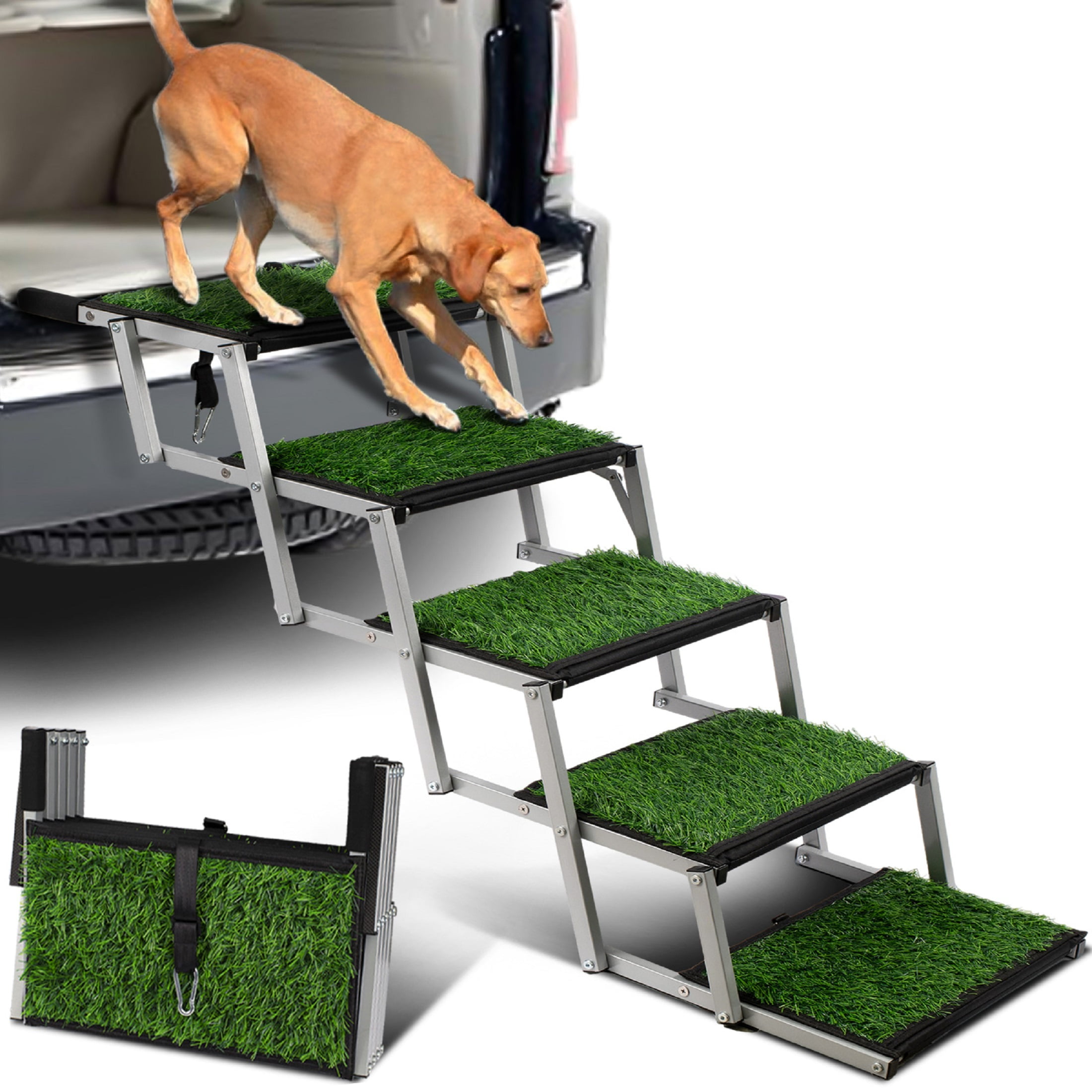 Extra Wide Dog Stairs for Car, Portable Folding Dog Steps for Large ...