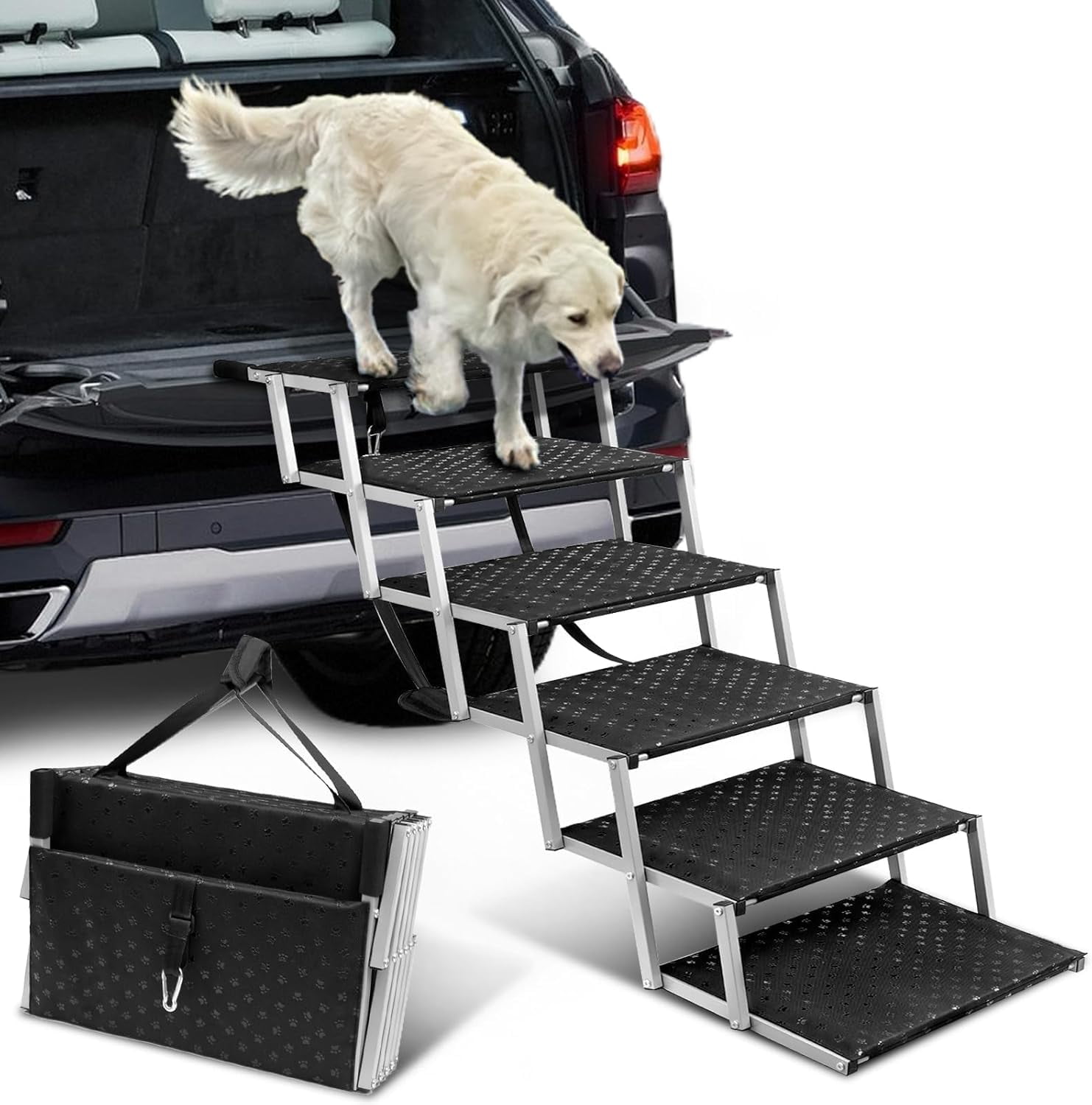 Extra Wide Dog Stairs for Large Dogs,Dog Ramps for Cars,Portable ...
