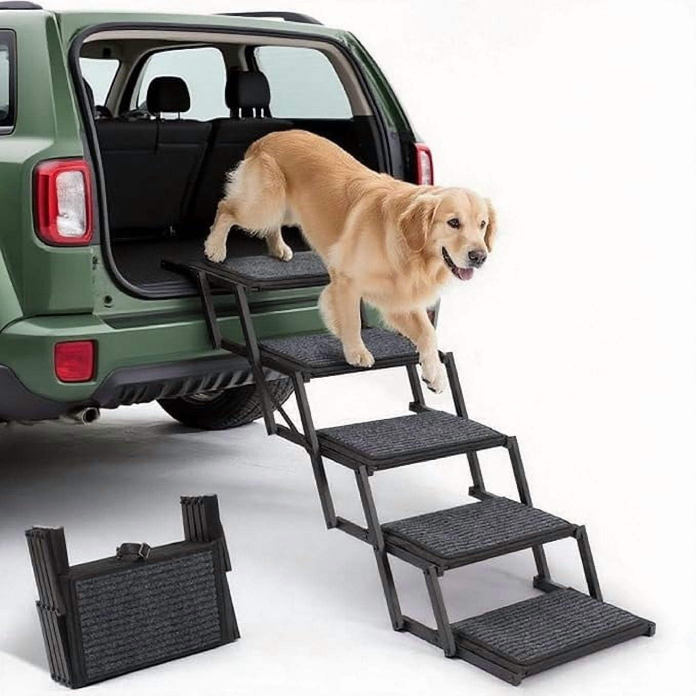 Extra Wide Dog Steps Foldable Pet Stairs for Large Dogs with Non-Slip ...