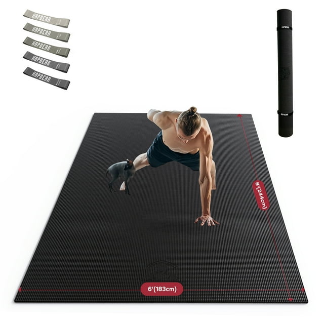 Extra Wide Exercise Mat – 6'x4' to 9'x6' – Thick, Non-Slip Fitness Mat ...