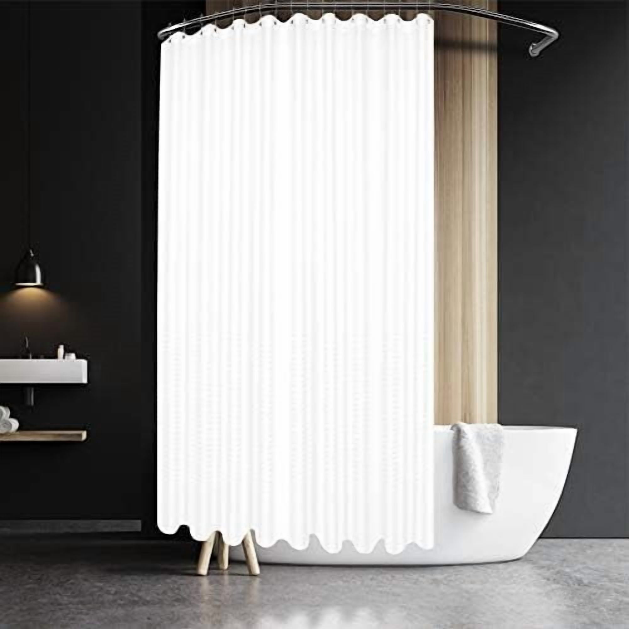 Extra Wide Fabric Shower Curtain 108 x 72 inch, Waffle Weave, Hotel ...