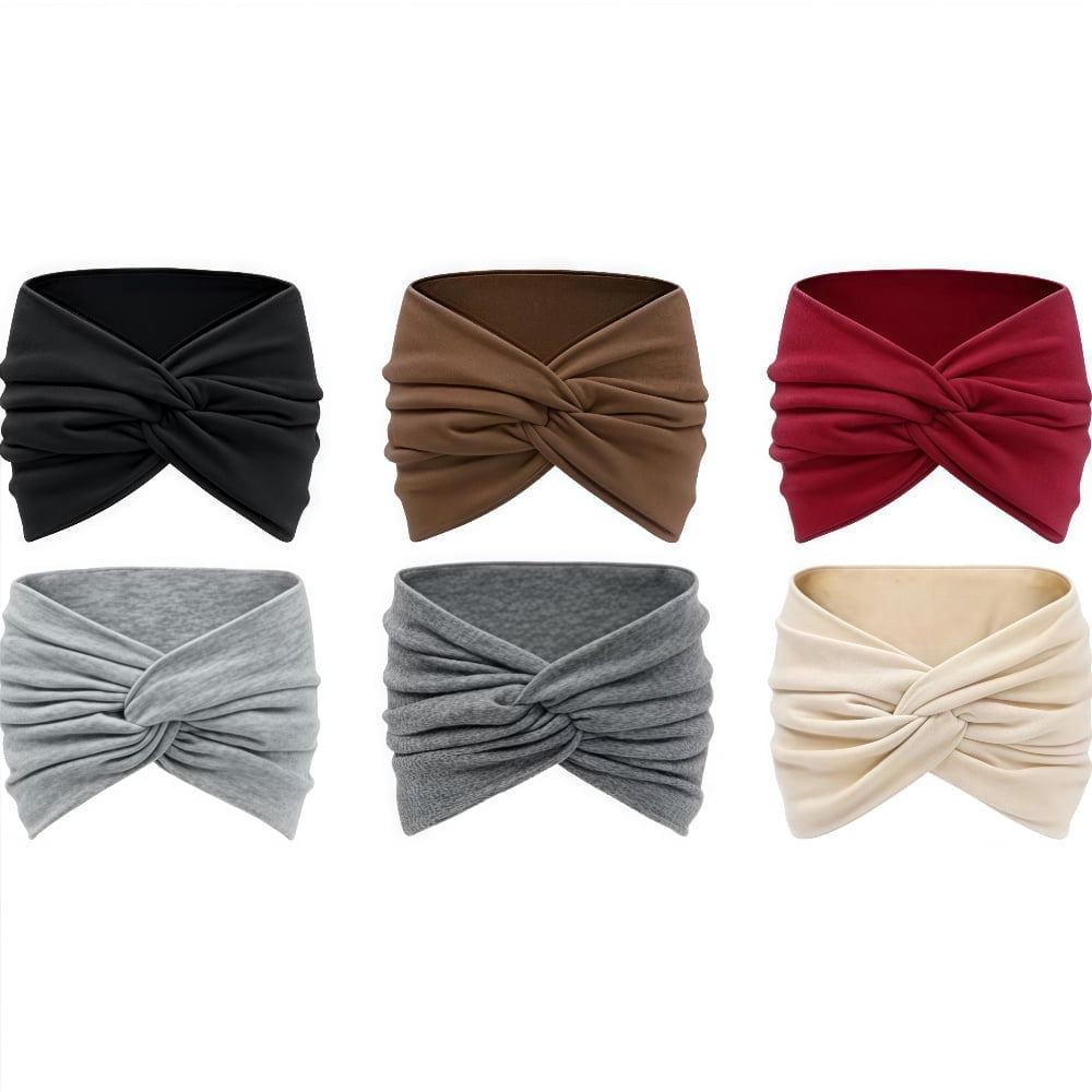 Extra Wide Headbands for Women 6-Pack - Boho Turban Style Knotless Hair ...