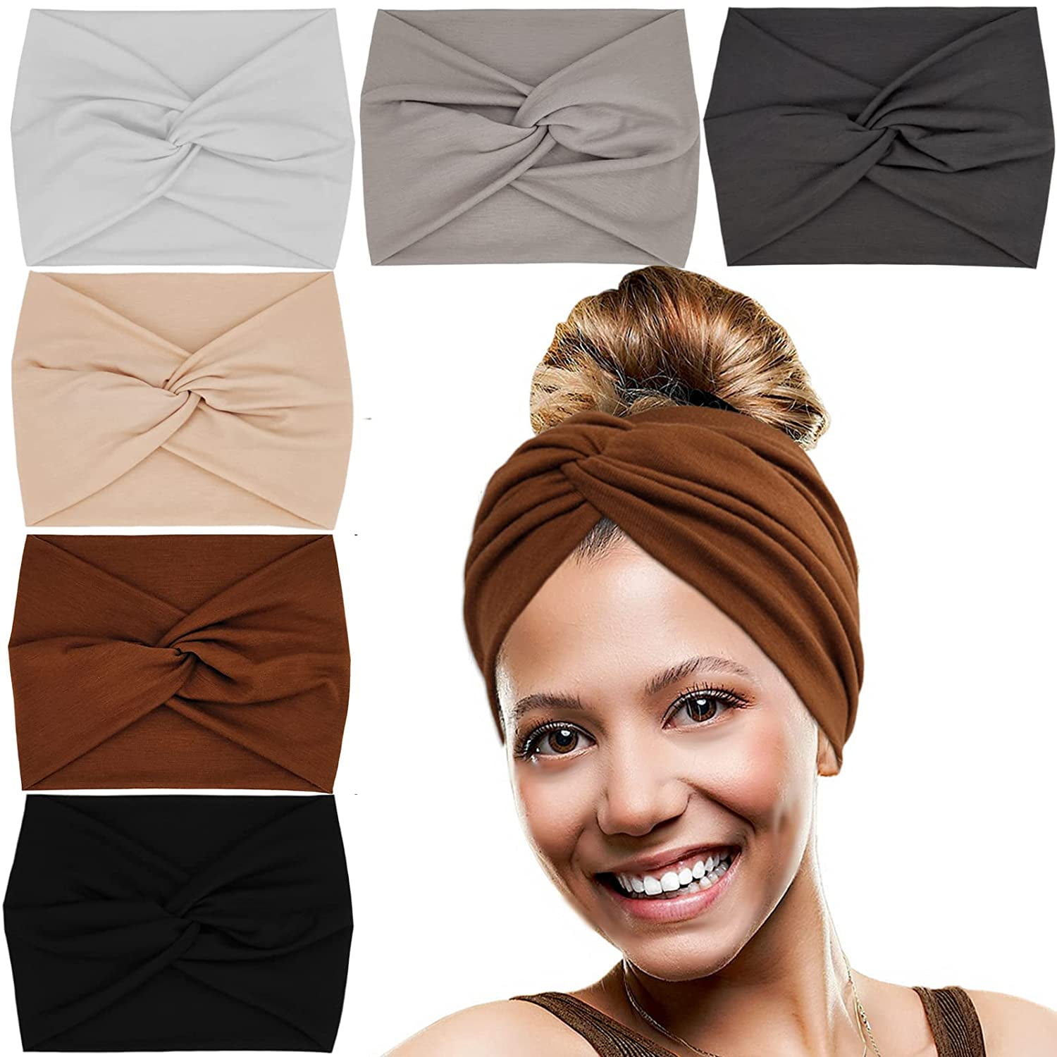 Extra Wide Headbands for Women, 7'' Twisted Knot Hair Bands, Turban ...