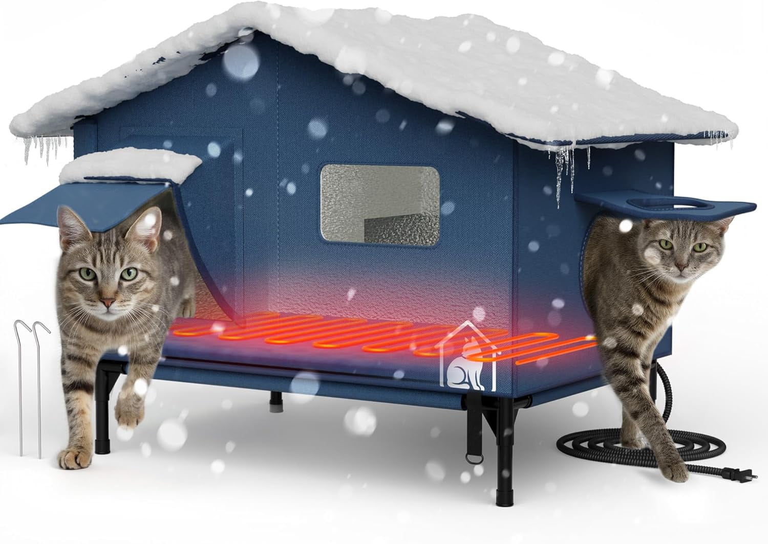 Extra-Wide Heated House for Outdoor Use, Insulated Shelter for Winter ...
