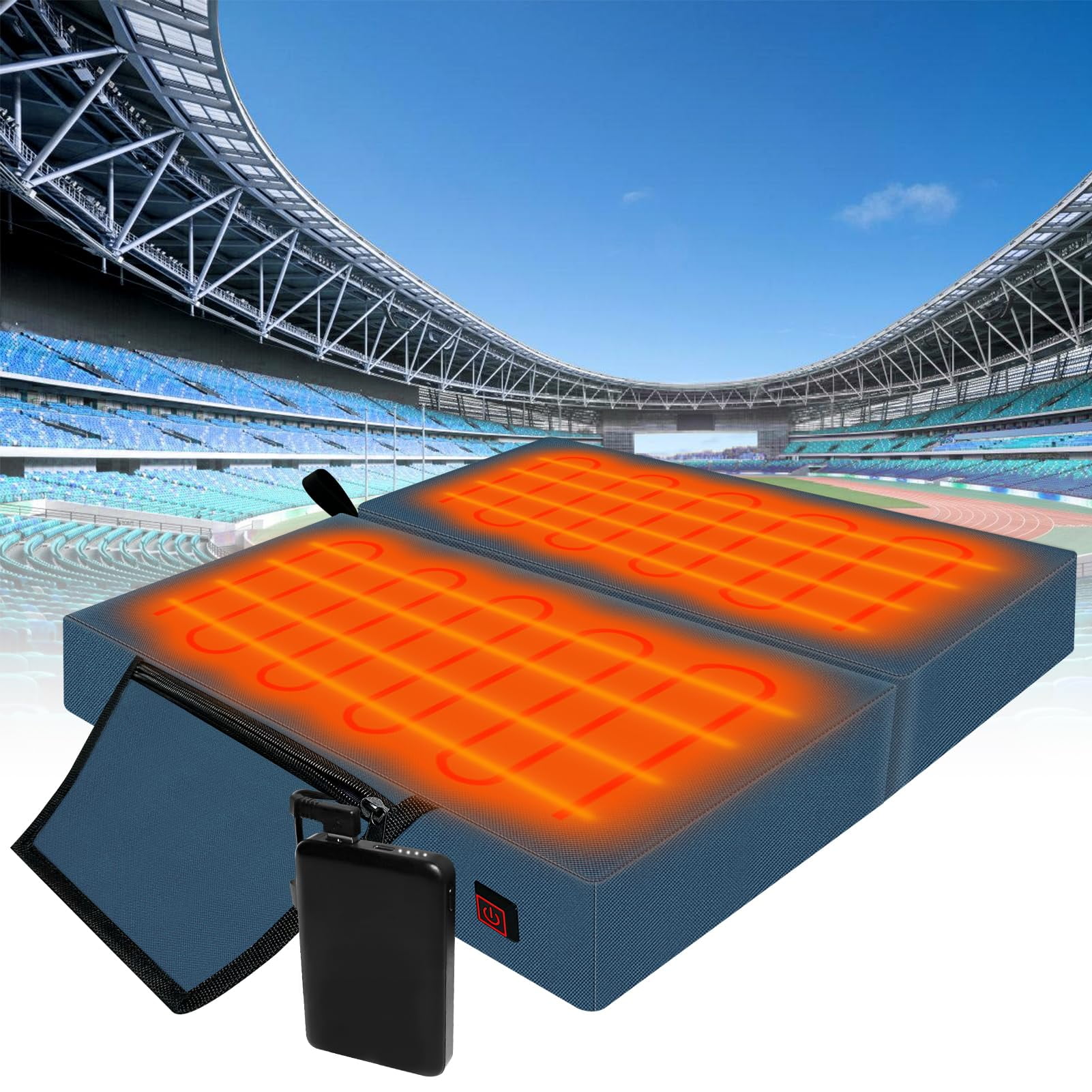 Extra Wide Heated Seat Cushion with 10000 mAh Power Bank, Portable ...