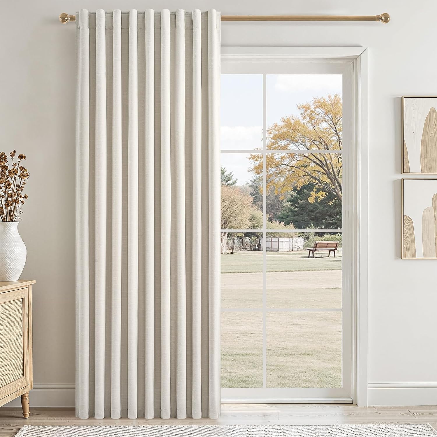 Extra Wide Ivory Cream Blackout Curtain, 96" Long Single Wide Panel ...