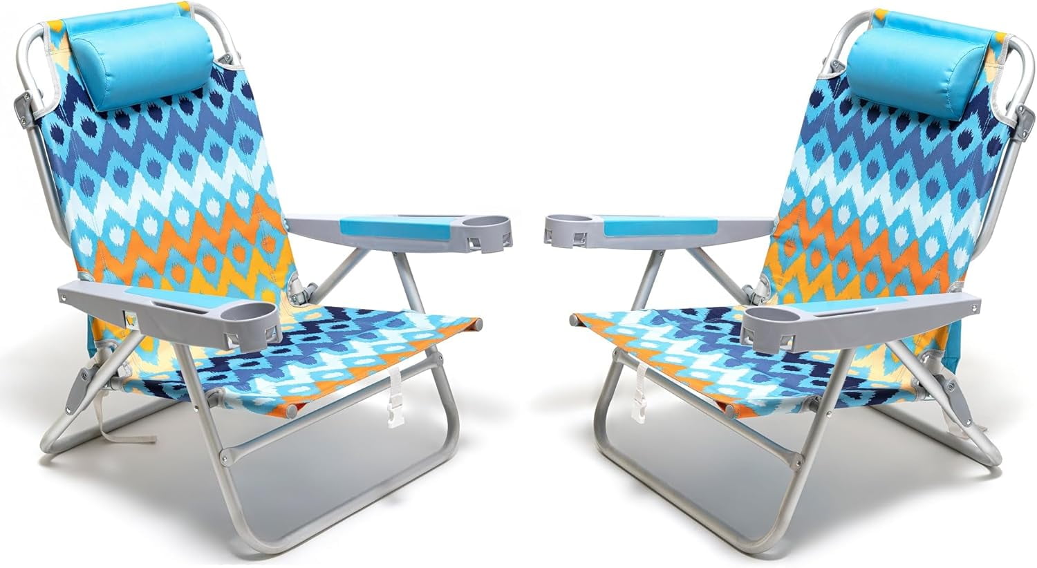Extra Wide Low Beach Chair 2 Pack 5 Position Lay Flat 500 LBS Heavy ...
