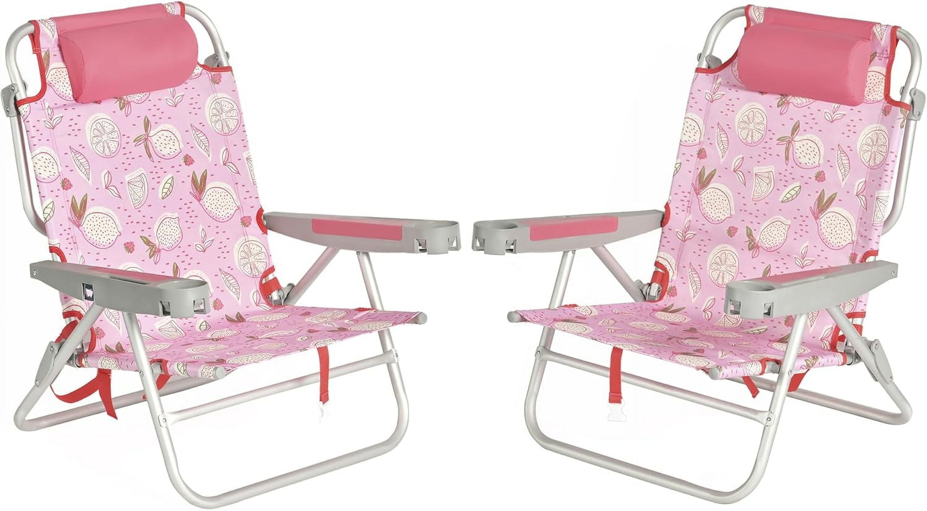 Extra Wide Low Beach Chair 2 Pack 5 Position Lay, XL Oversized Portable ...