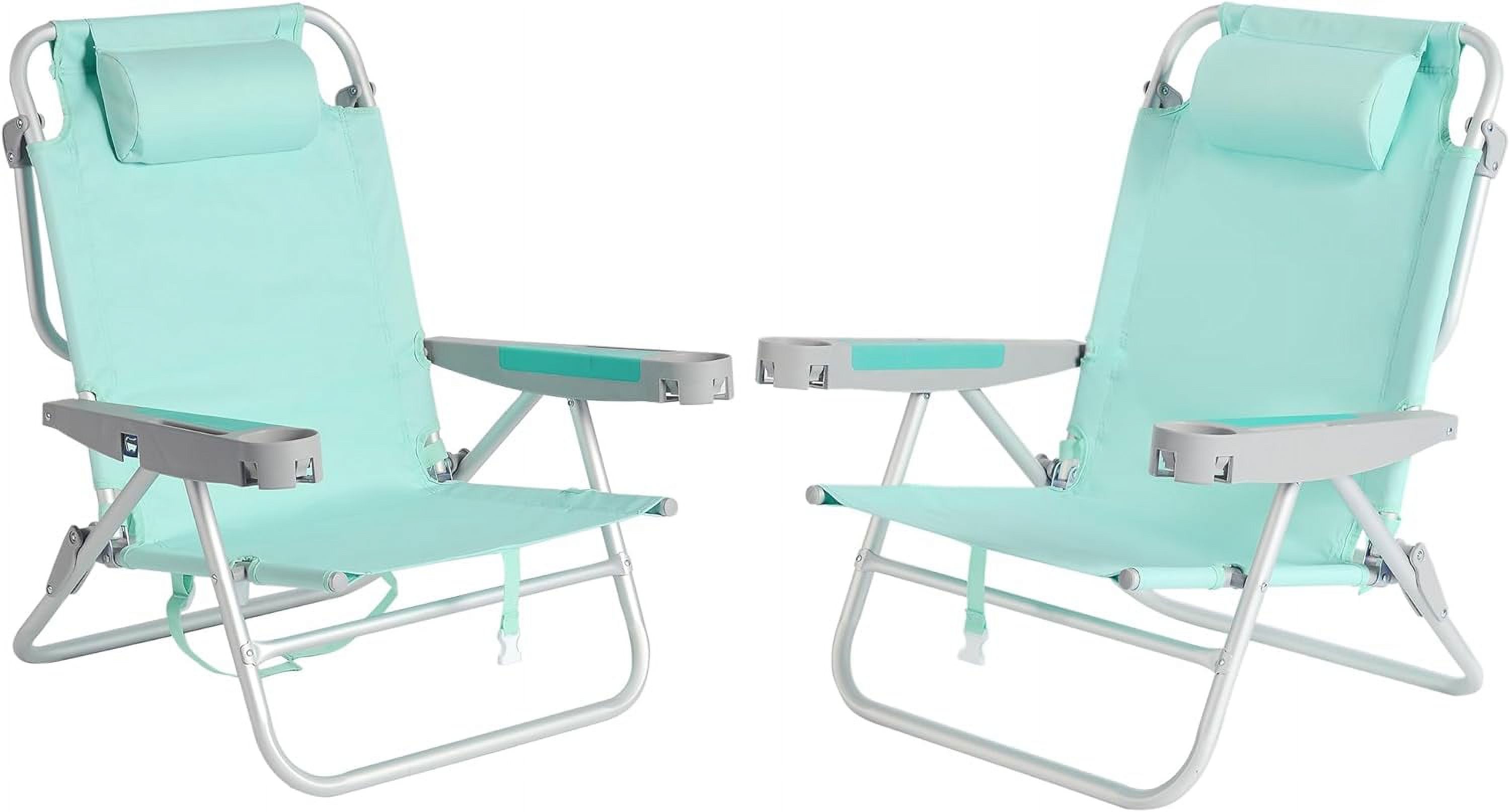 Extra Wide Low Beach Chair 2 Pack 5 Position Lay, XL Oversized Portable ...
