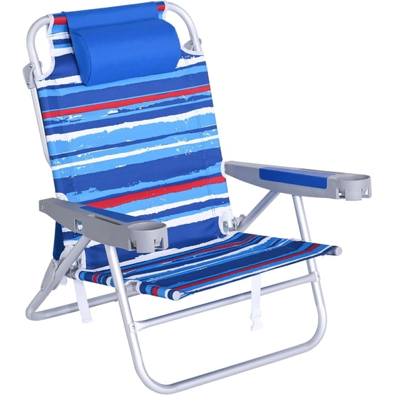 Extra Wide Low Beach Chair 5 Position Lay Flat 500 LBS Heavy Duty XL ...