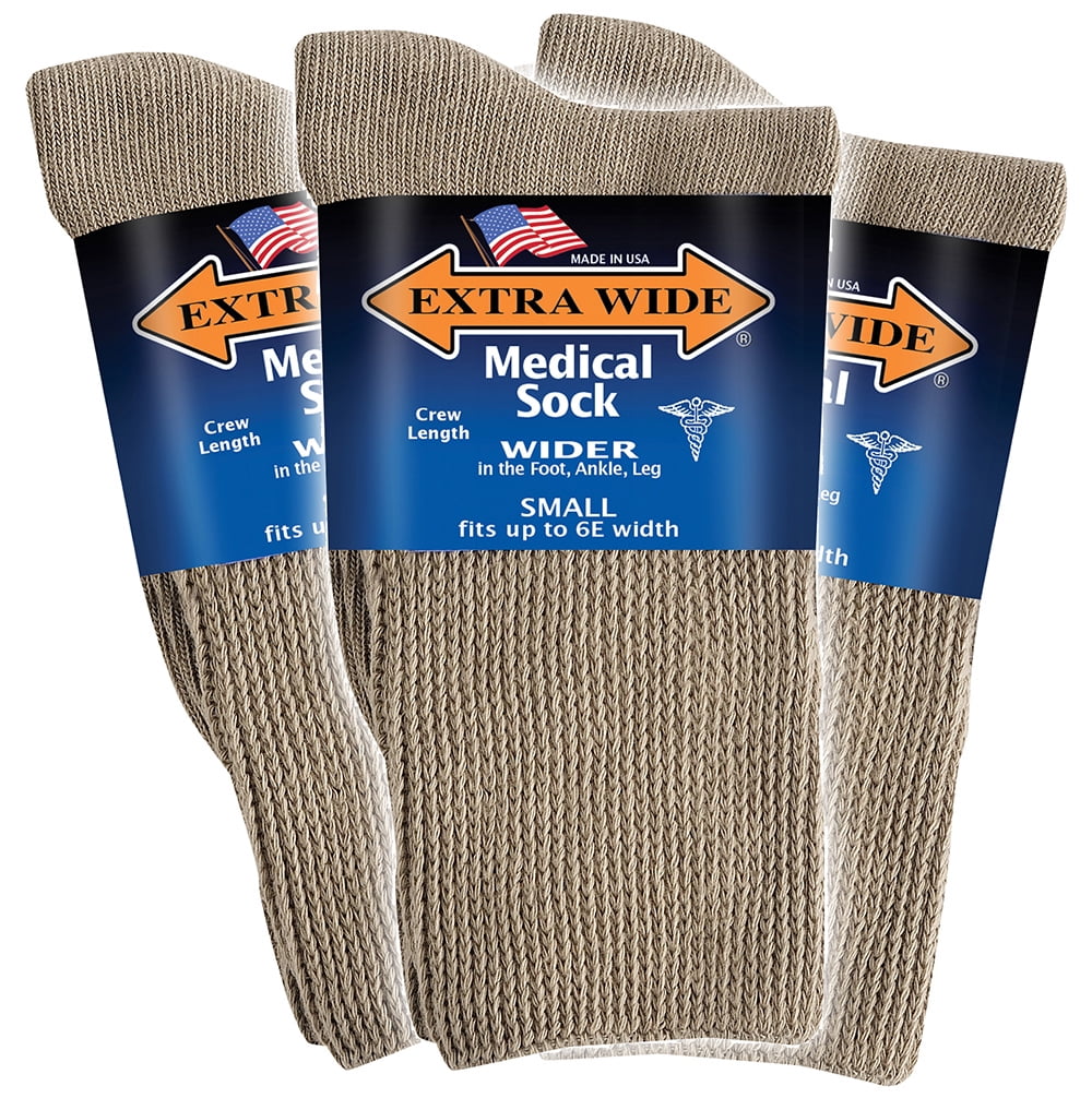 Extra Wide Medical Crew (Mid-Calf) Socks (3 Pairs) for Men and Women ...