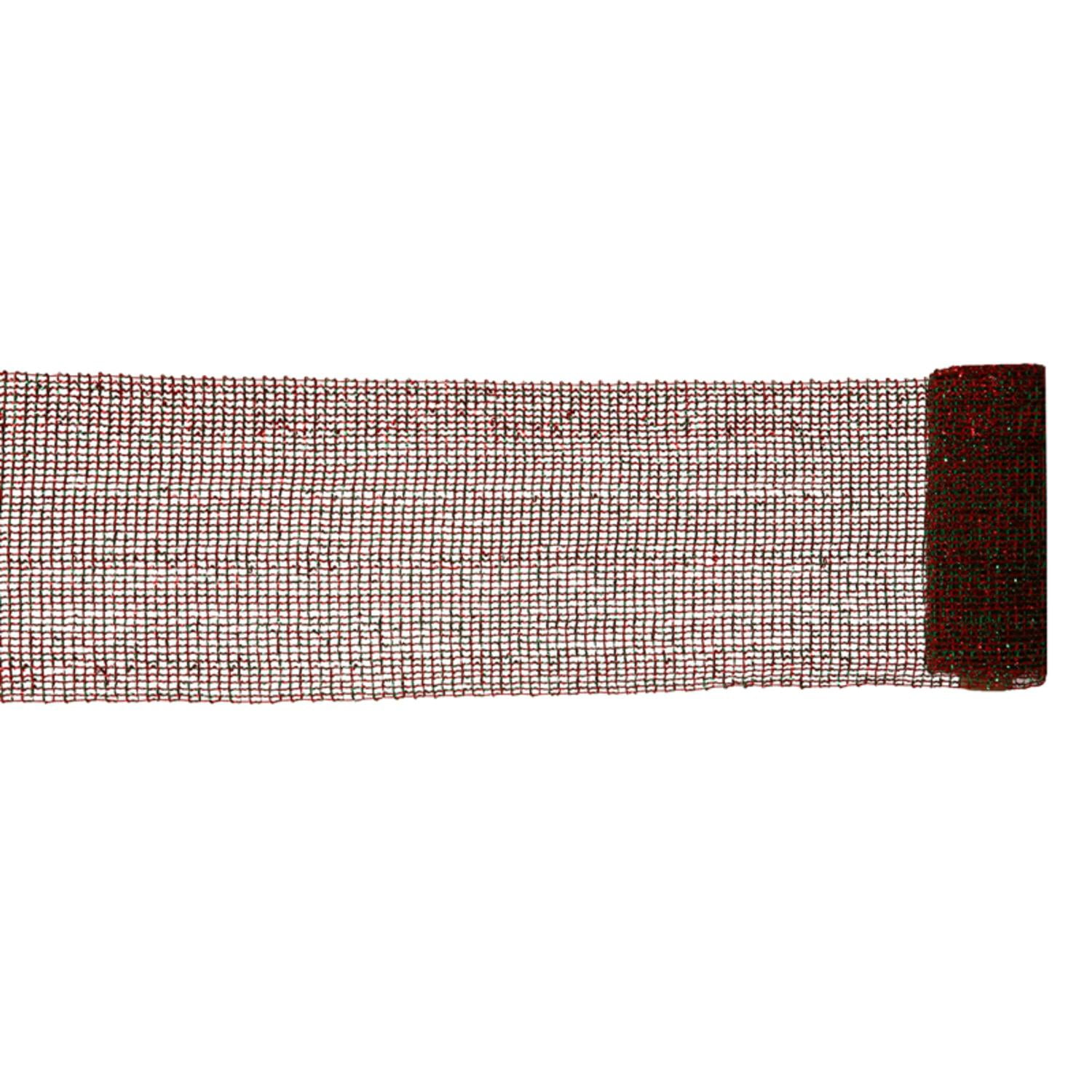 Extra Wide Mesh Green and Red Sparkle Tinsel Christmas Ribbon 6" x 4 ...