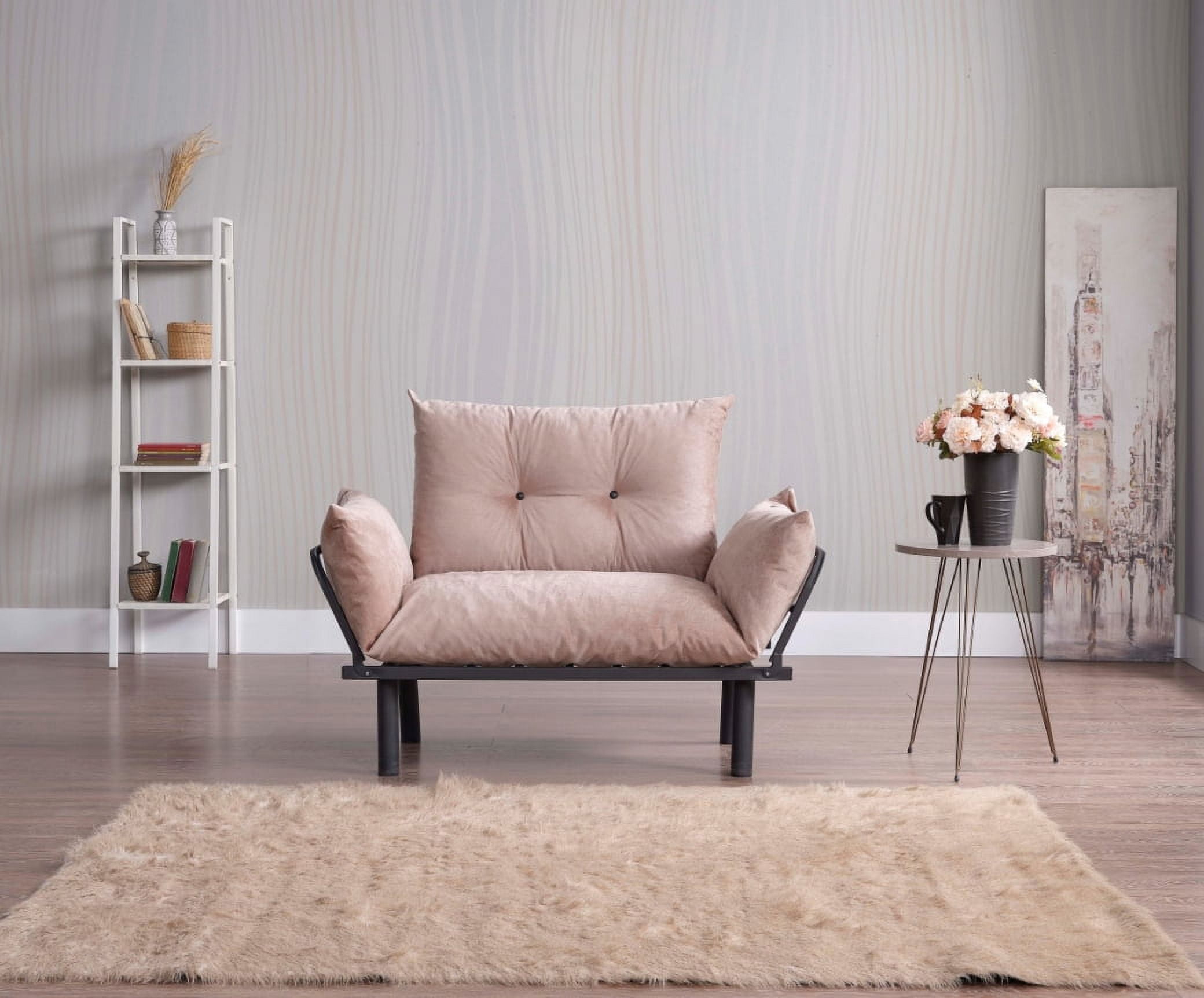 Extra Wide Modern Futon Loveseat with Metal Frame, Convertible Futon ...