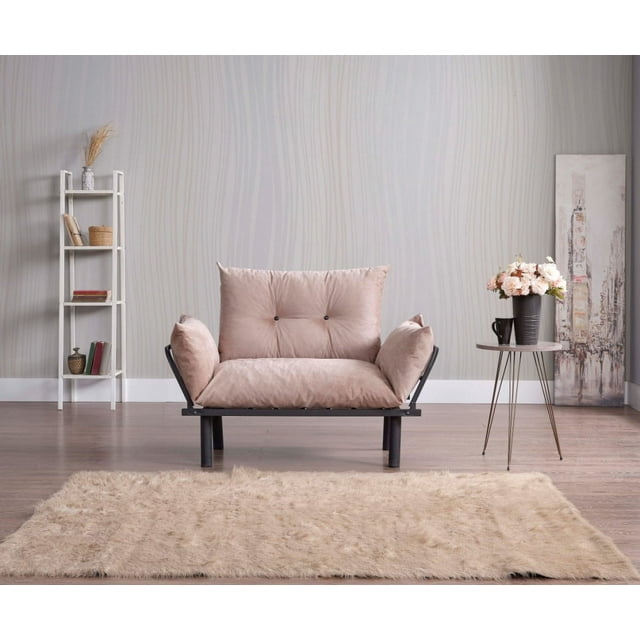 Extra Wide Modern Futon Loveseat with Metal Frame, Convertible Futon ...