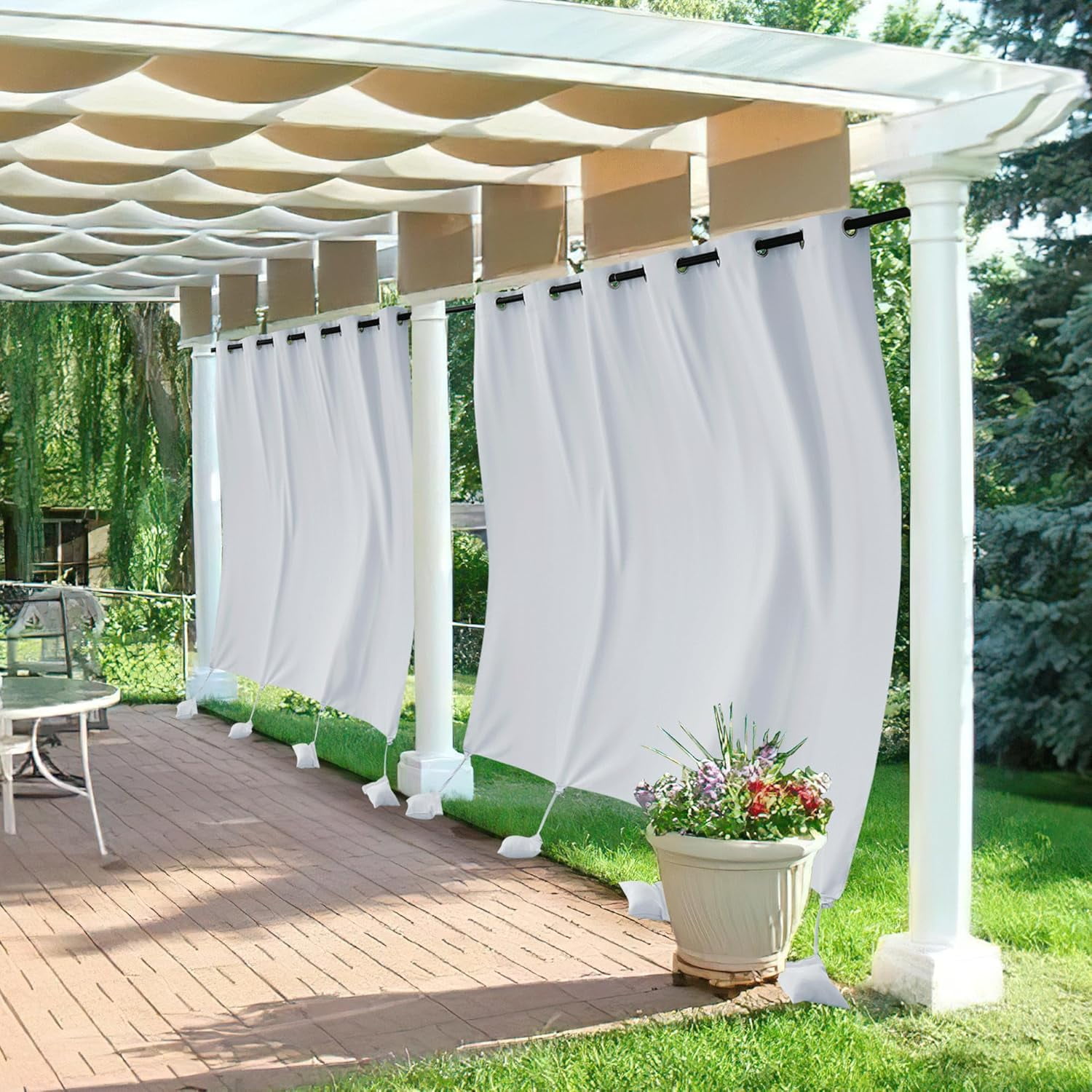 Extra Wide Outdoor Curtains Windproof, Blackout Waterproof Privacy ...