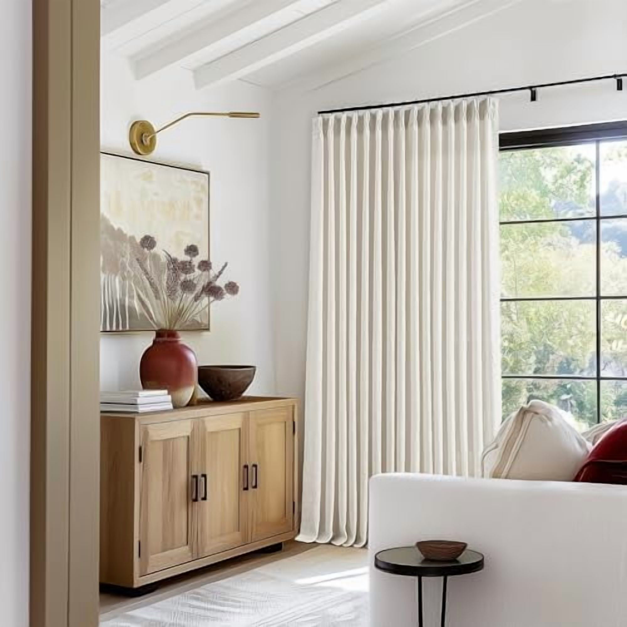 Extra Wide Pinch Pleat 100 x 102 Inch Linen Curtains for Living Room ...