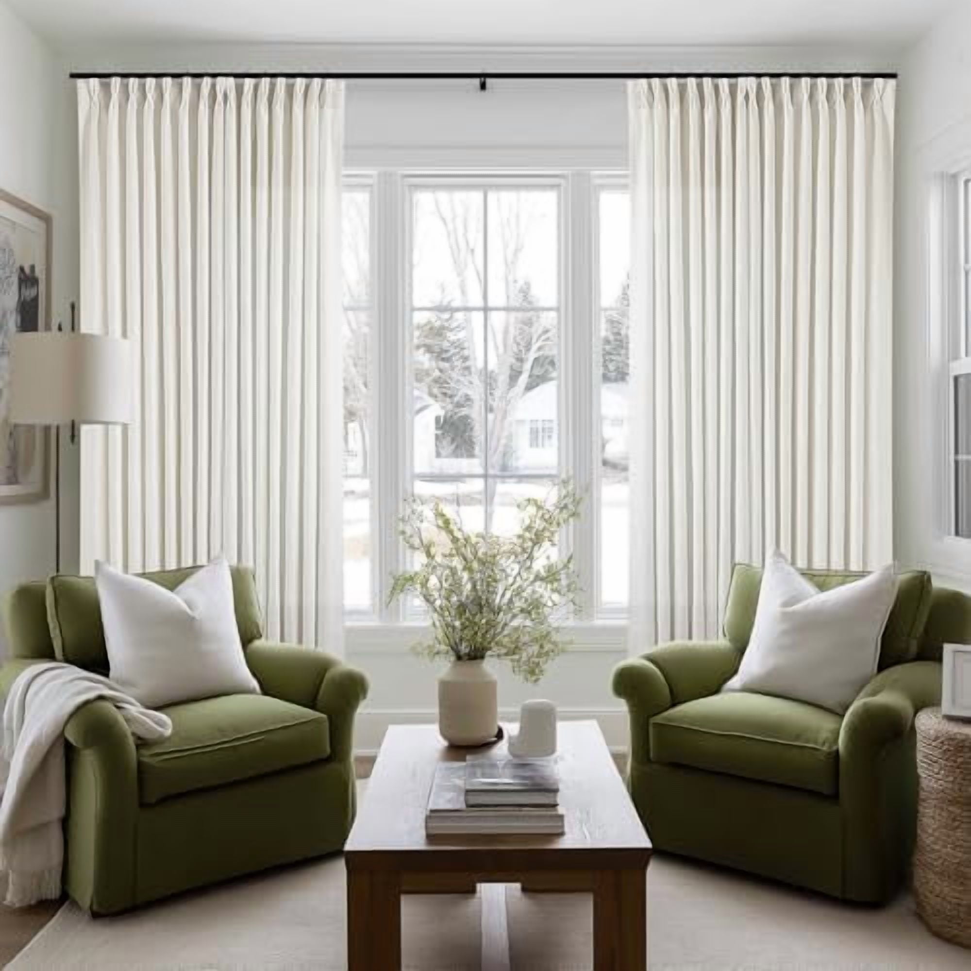 Extra Wide Pinch Pleat Linen Curtains 108 Inches Long for Living Room ...
