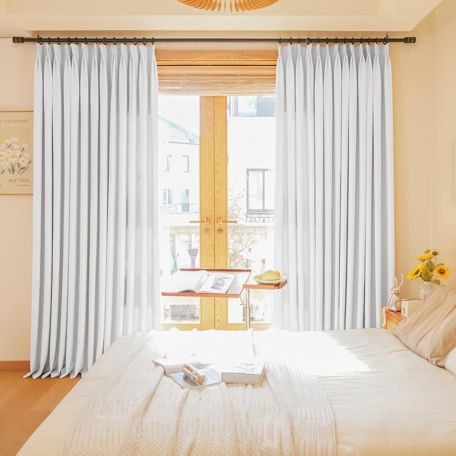 Extra Wide Pinch Pleated Curtains Solid Thermal Insulated 50% Room ...