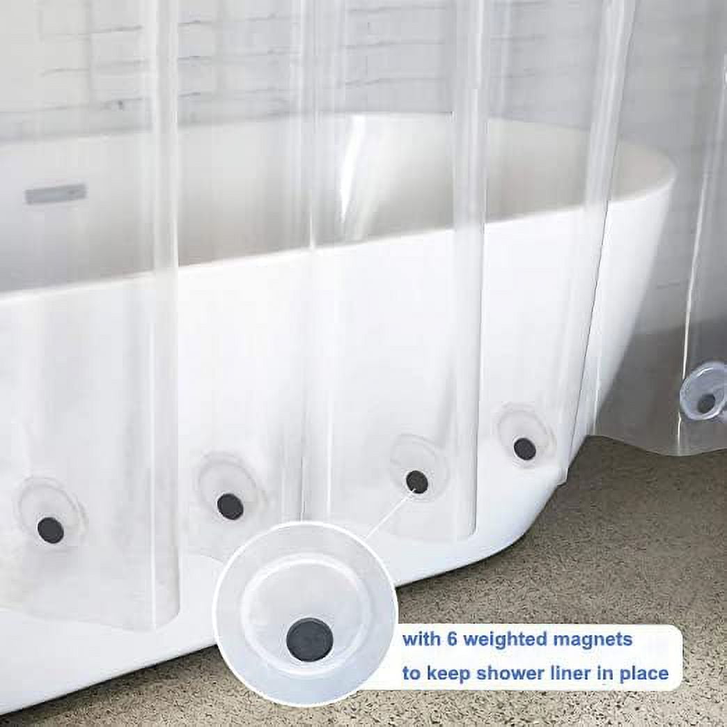 Extra Wide Plastic Shower Curtain Liner 84 X 72 Inch With 6 Magnets ...