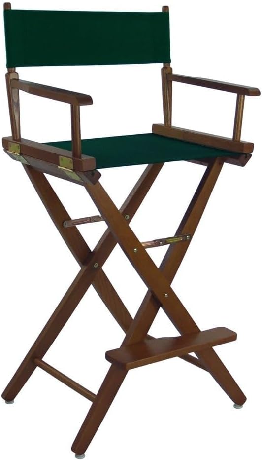 Extra-Wide Premium 30" Director's Chair Oak Frame with Hunter Green ...