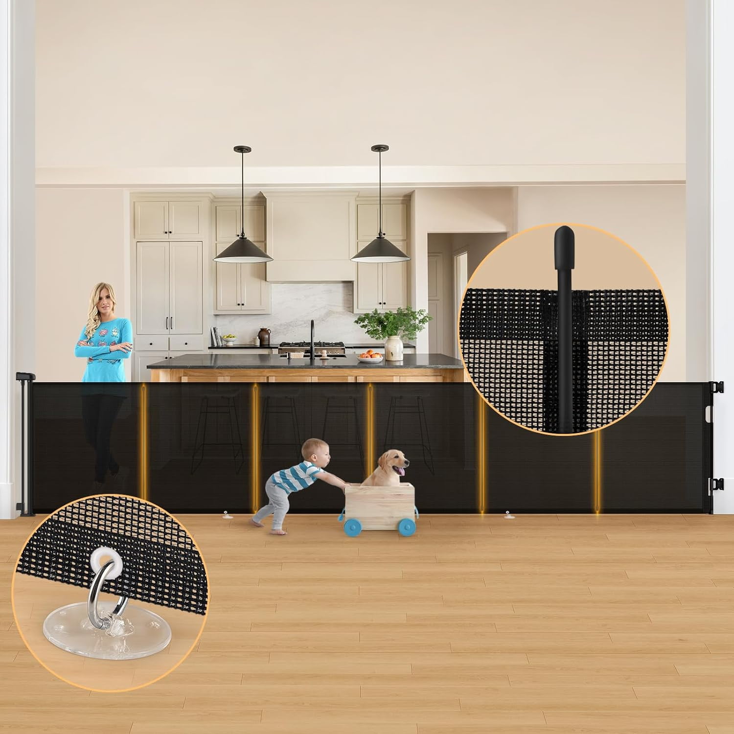 Extra Wide Retractable Baby Gates 160'' Tall 35'' for Doorways ...