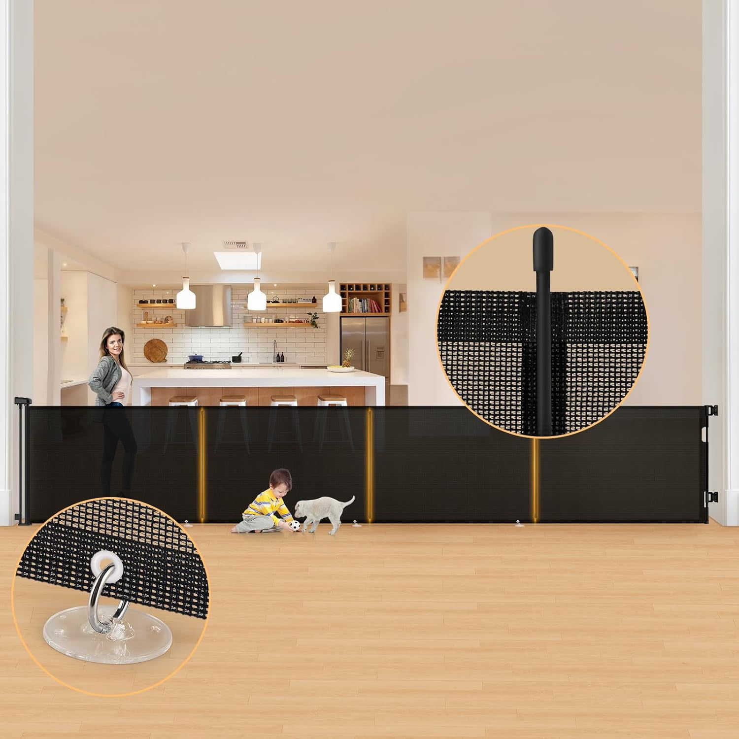 Extra Wide Retractable Baby Gates 180'' Tall 35'' Retractable Dog Gate ...