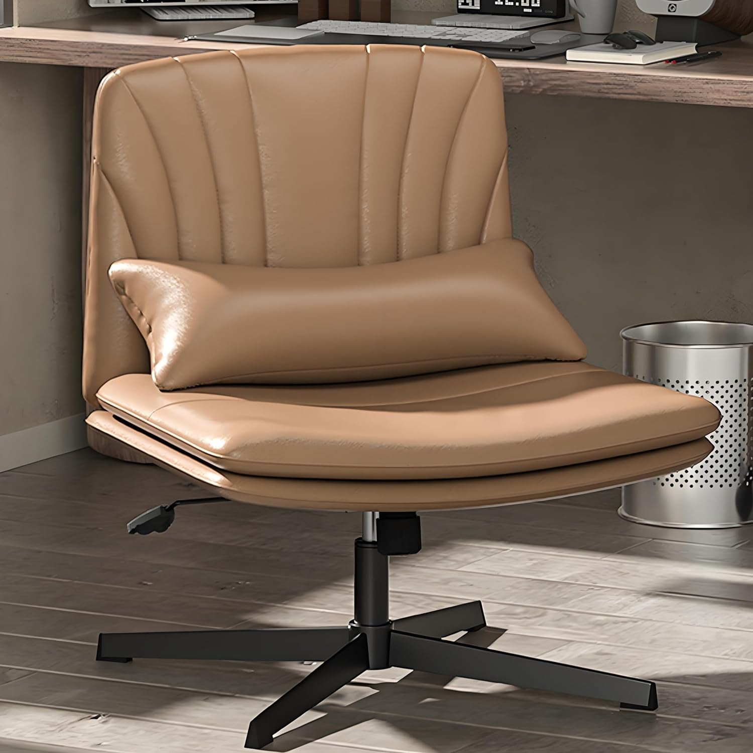 Extra Wide Seat Criss Cross Legged Office Chair with Lumbar Support ...