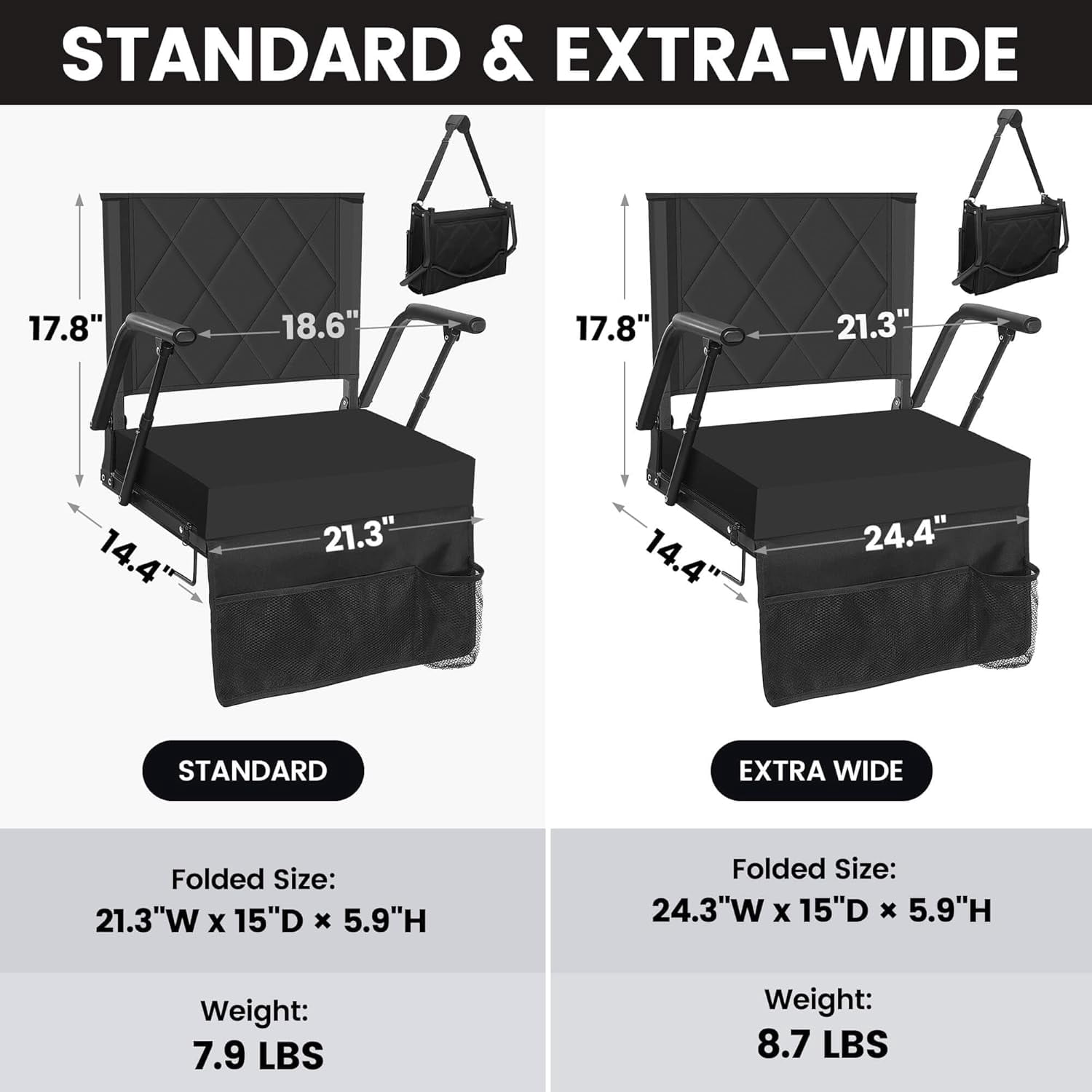 Extra Wide Stadium Seats for Bleachers with Back Support - Lightweight ...