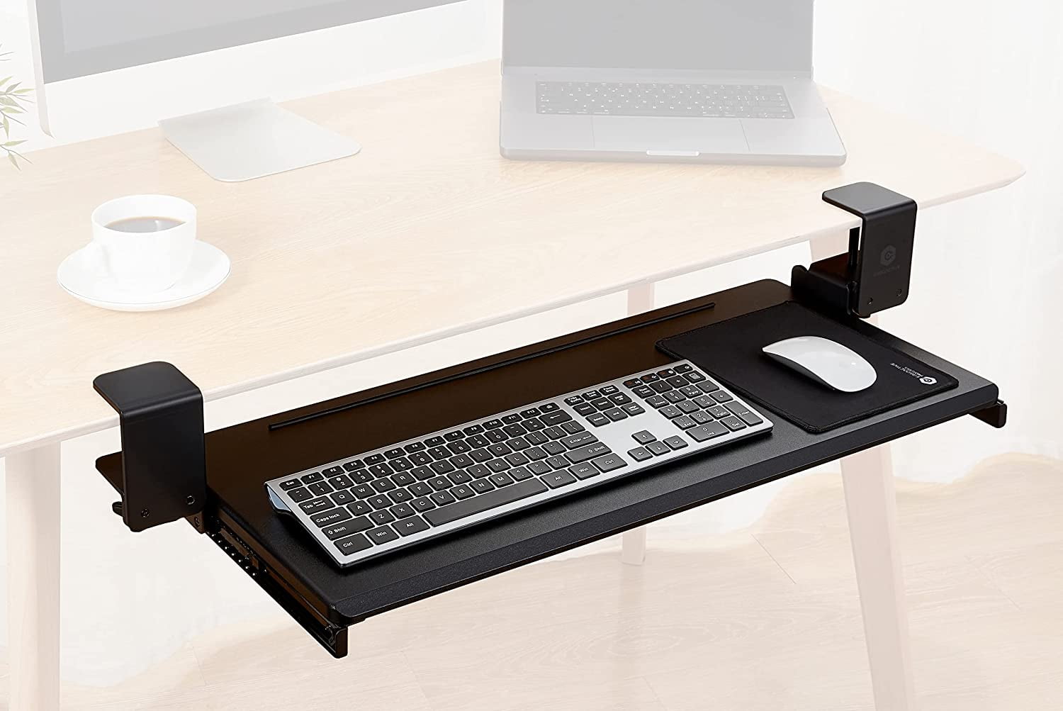Extra Wide Under Desk Keyboard Tray with Clamp On Easy Installation ...