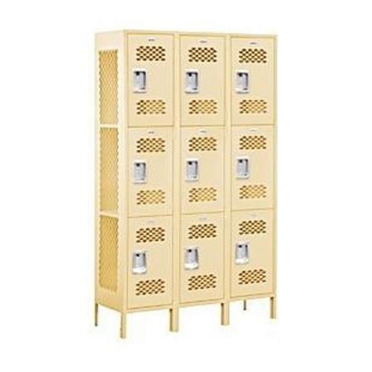 Extra Wide Vented Metal Locker - Triple Tier - 3 Wide - Tan - Walmart.com