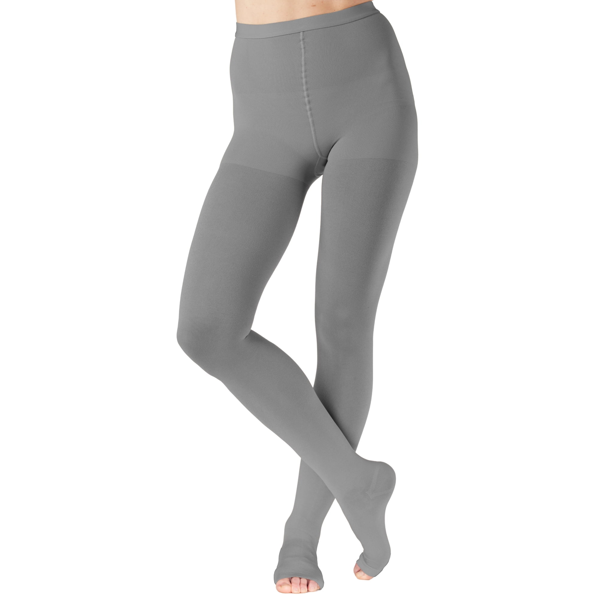 Extra Wide Womens Open Toe Compression Pantyhose 20-30mmHg - Gray, 3X ...