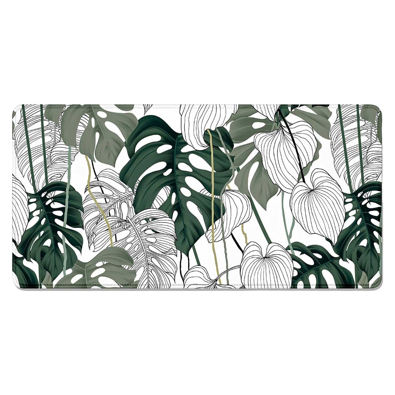 Large Pad Desk Mat with Leaf Print for Work and Gaming 400x900mm Thick ...