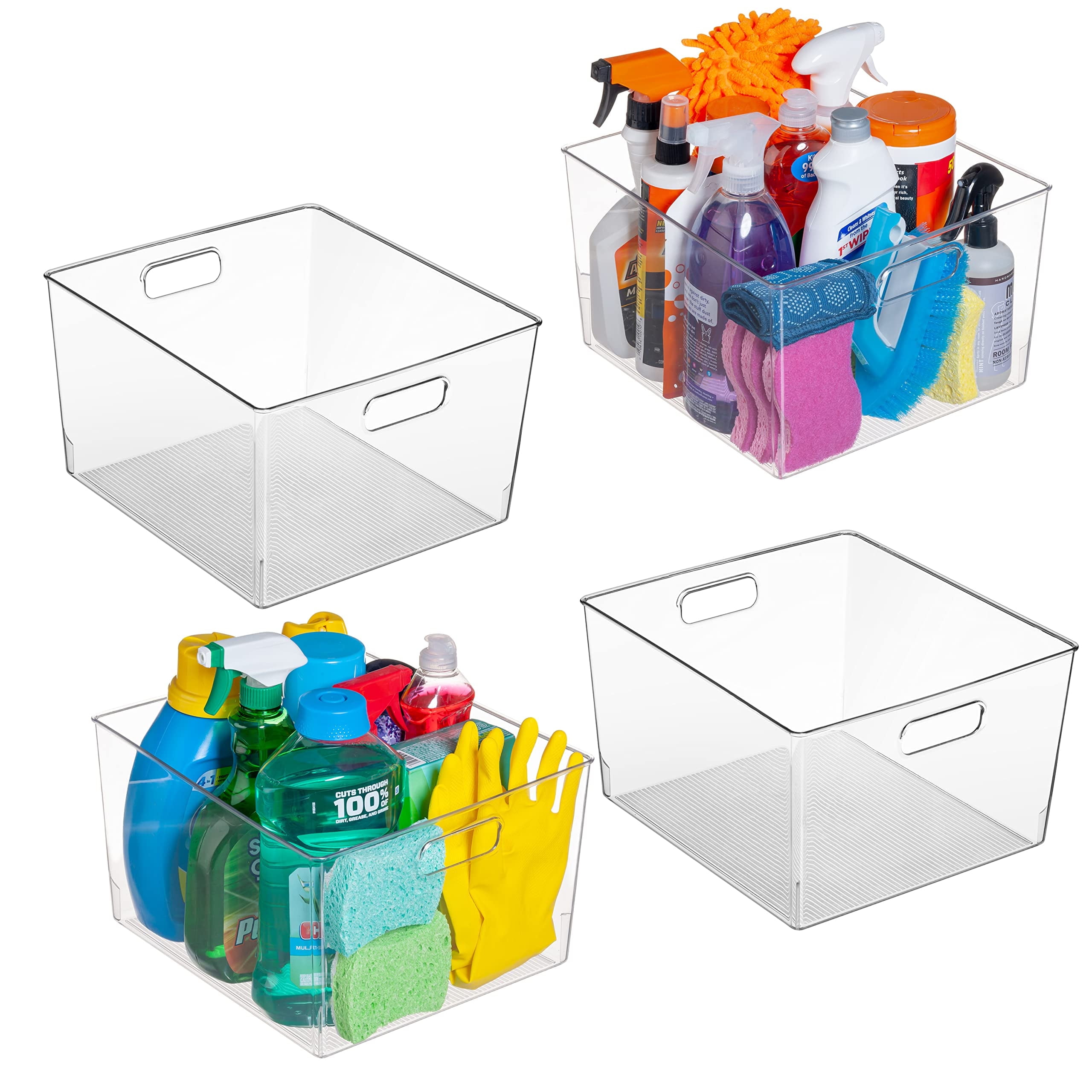 Extra large clear storage bins 4 pack, kitchen pantry organizers for ...