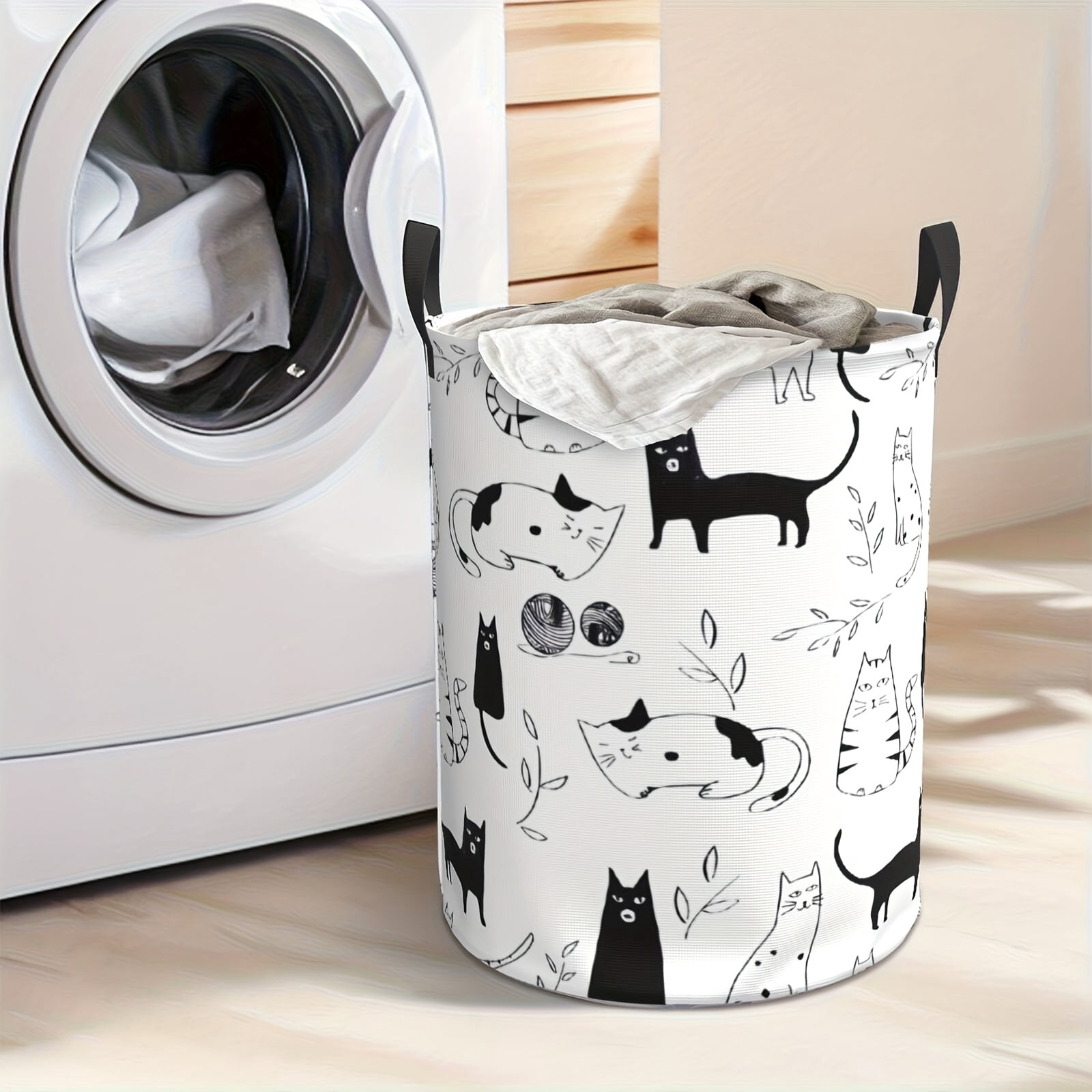 Extra-large foldable laundry basket - Cute cat pattern, thick Oxford ...