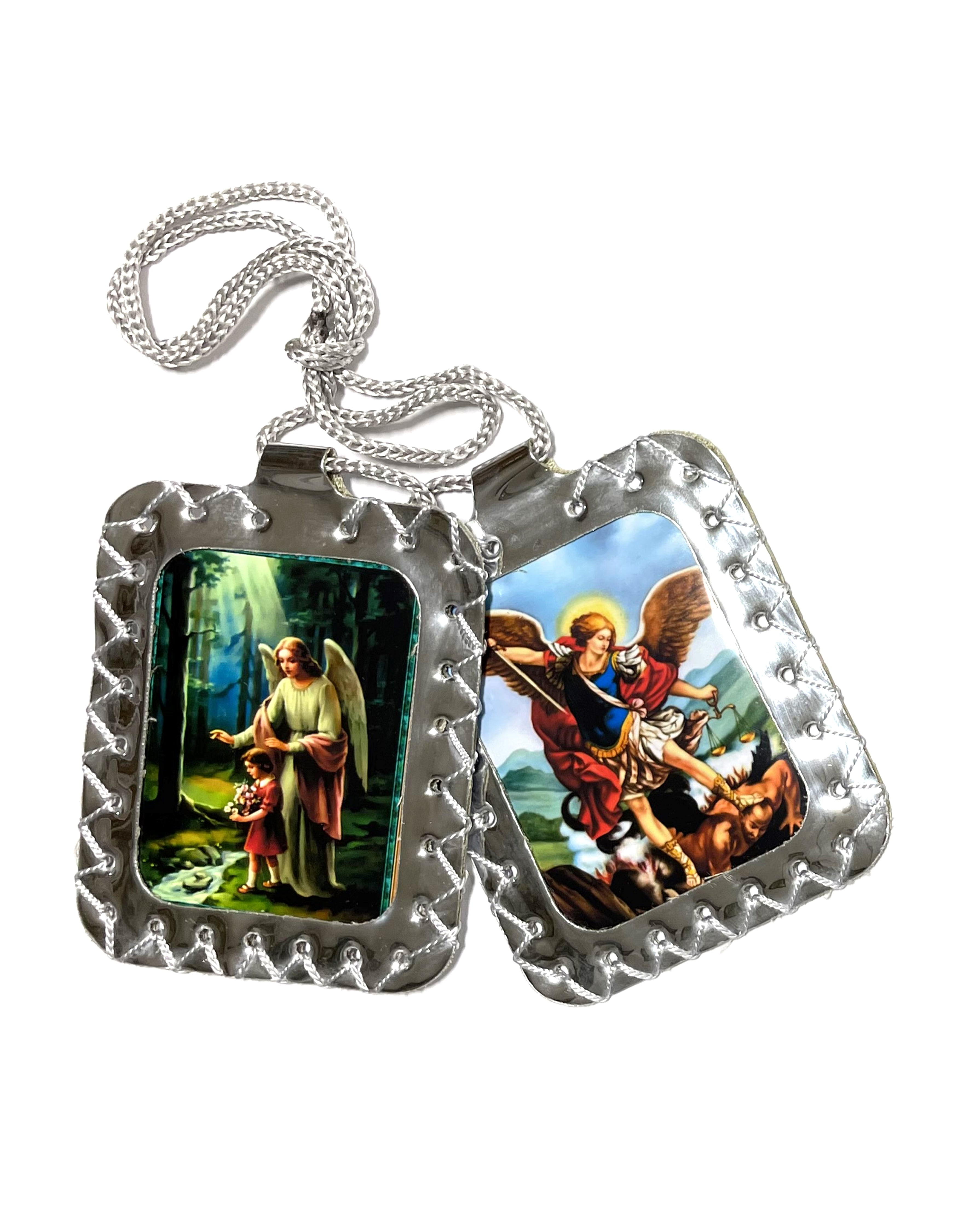 Extra large leather silvering scapular, Escapulario extra grande de ...