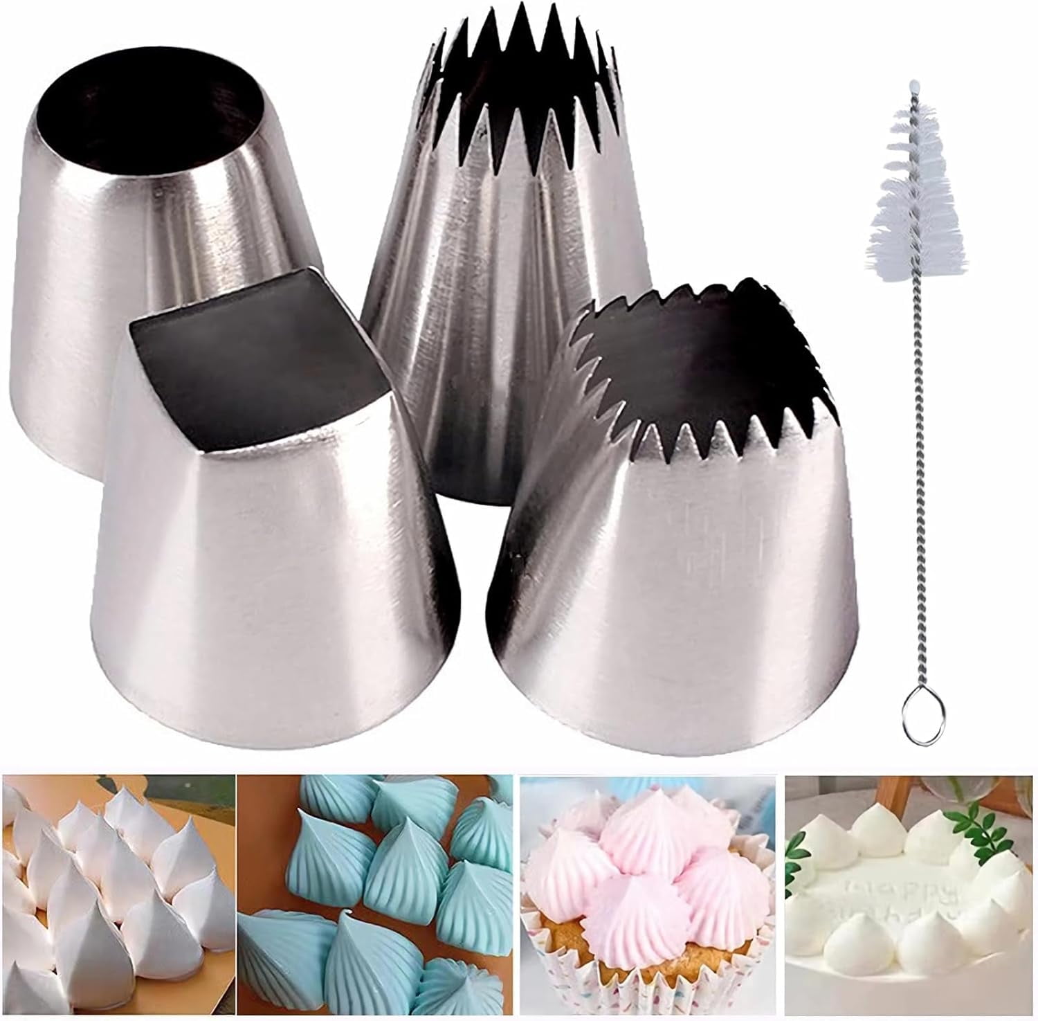 Extra large piping tips set, stainless steel round piping tips,star ...