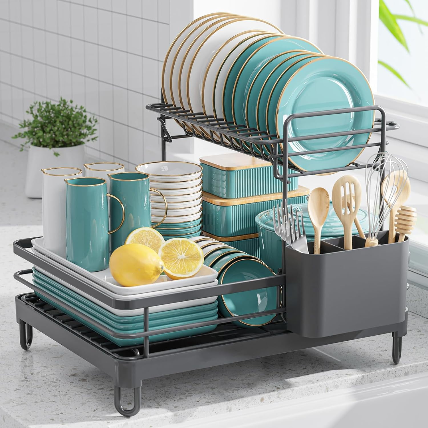 Extra-large stainless steel bowl and plate rack, suitable for kitchen ...