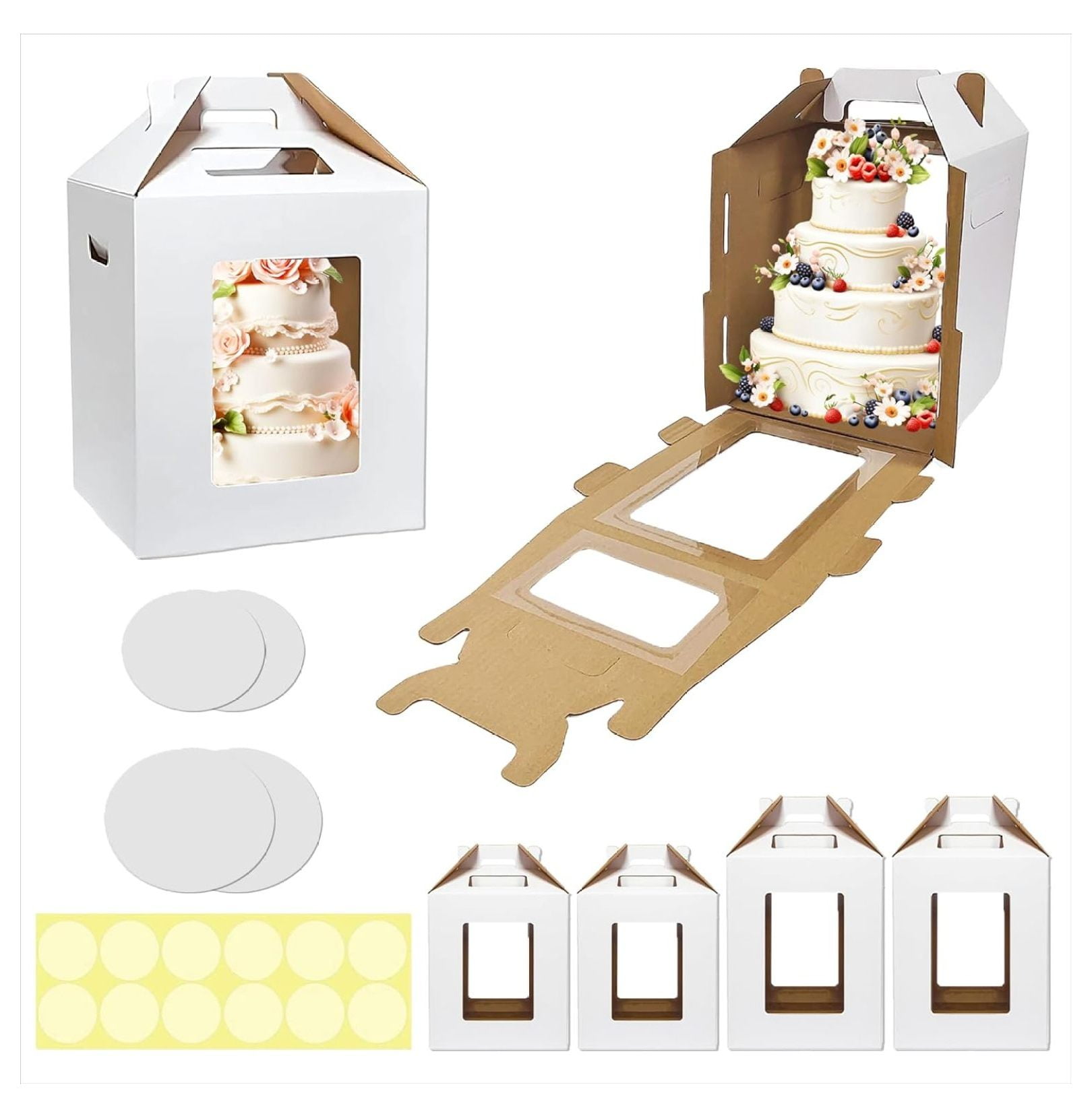 Extra sturdy 4 pack tall cake Box, 2 sizes 10x10x12 & 12x12x14 Inch, 4 ...