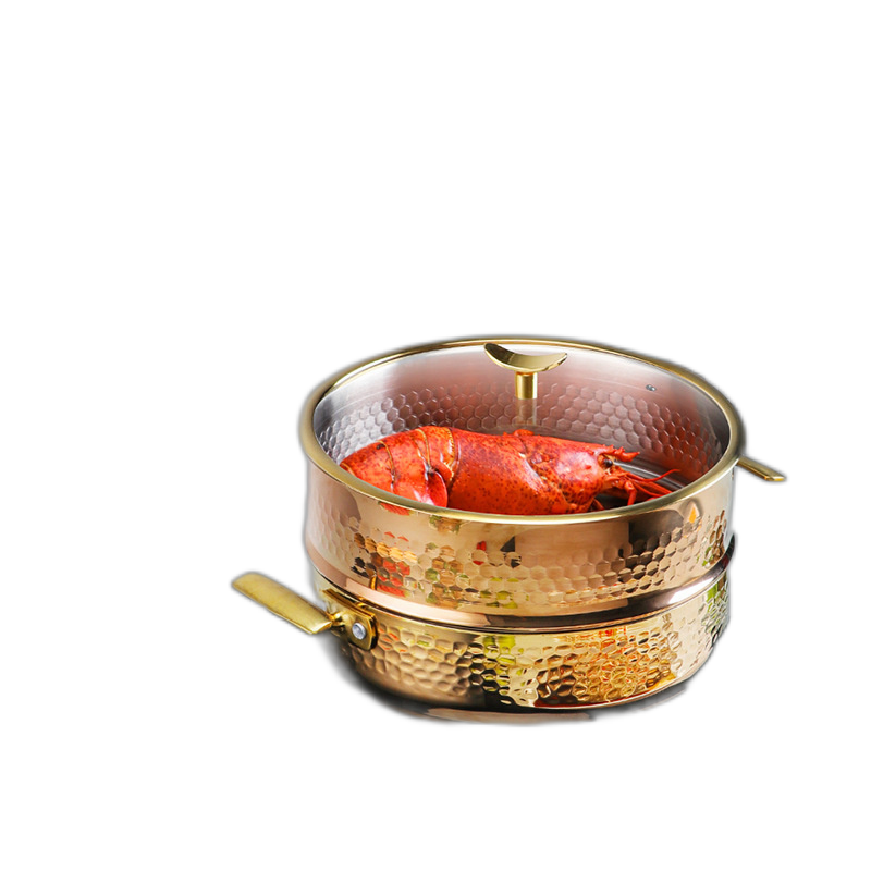 Extra thick 304 hammer pattern mandarin duck pot induction cooker gas ...