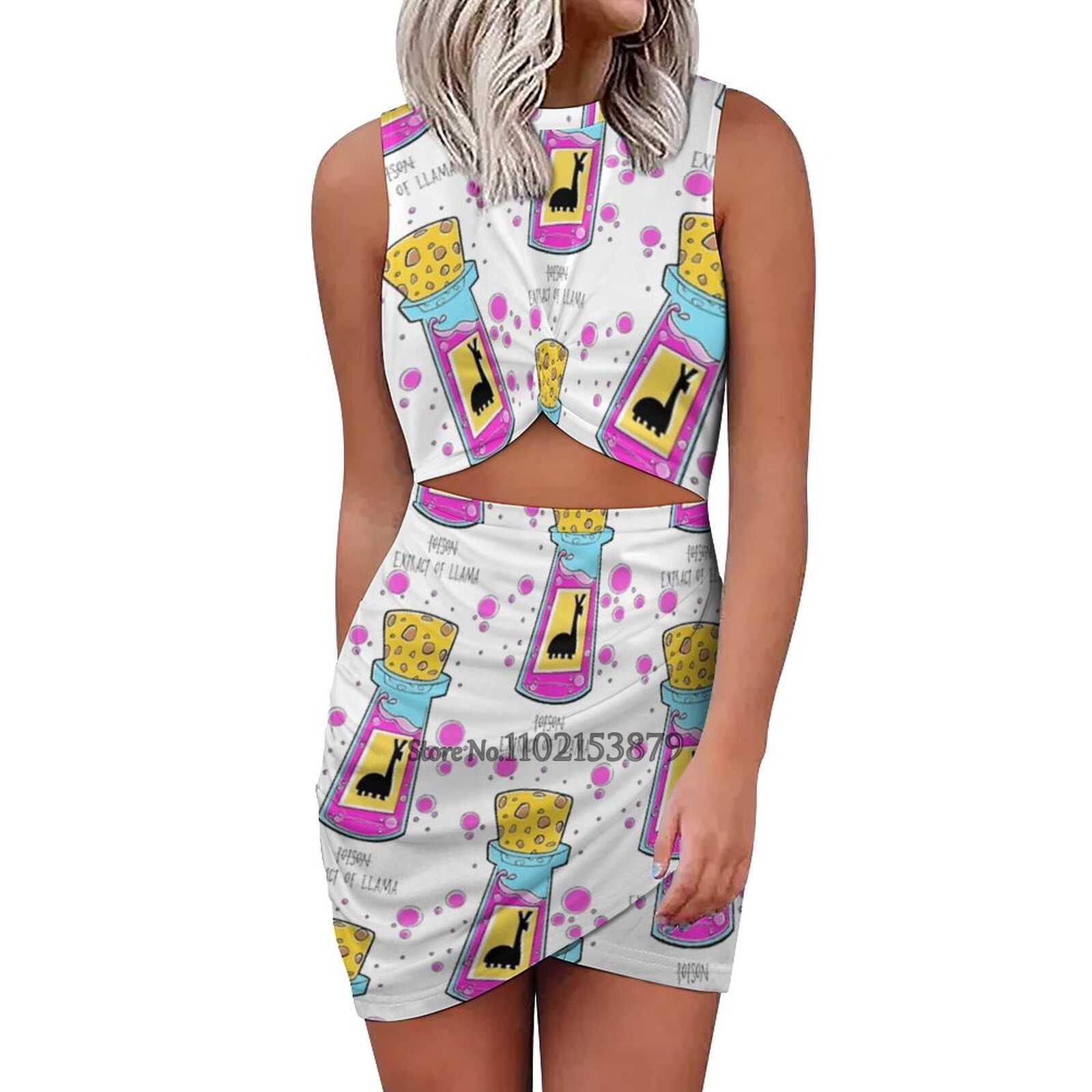 Extract Of Llama Back Lacing Backless Dress Women Kawaii Square Collar ...