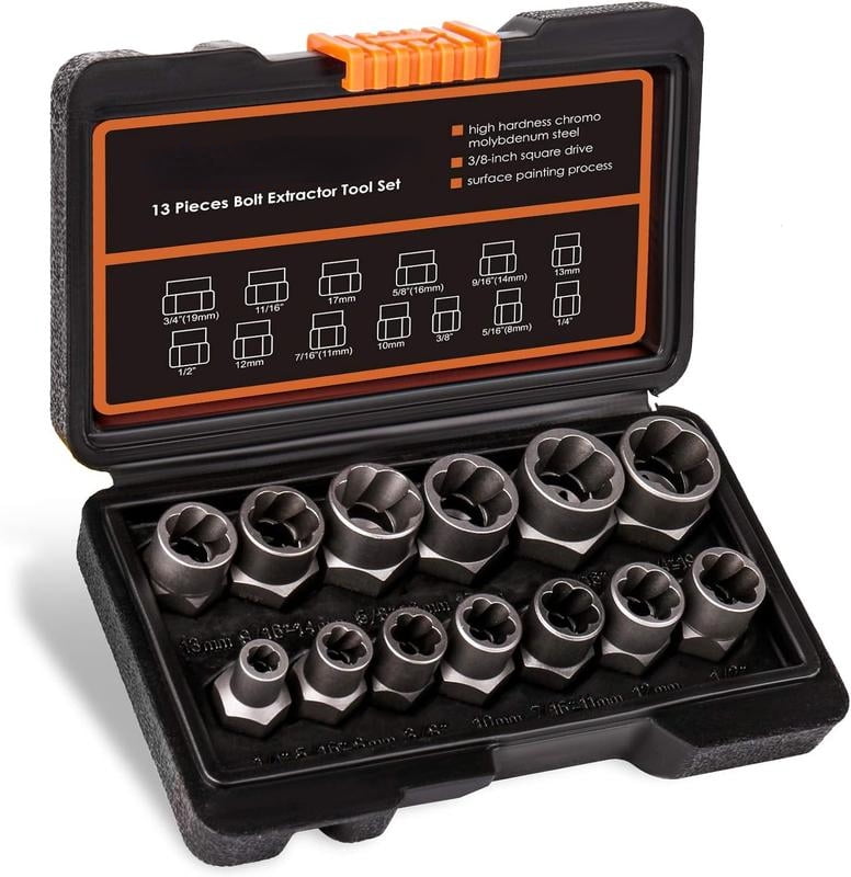 Extractor Tool Set, 13+1 Counts Impact & Nut Remover Stripped Lug ...