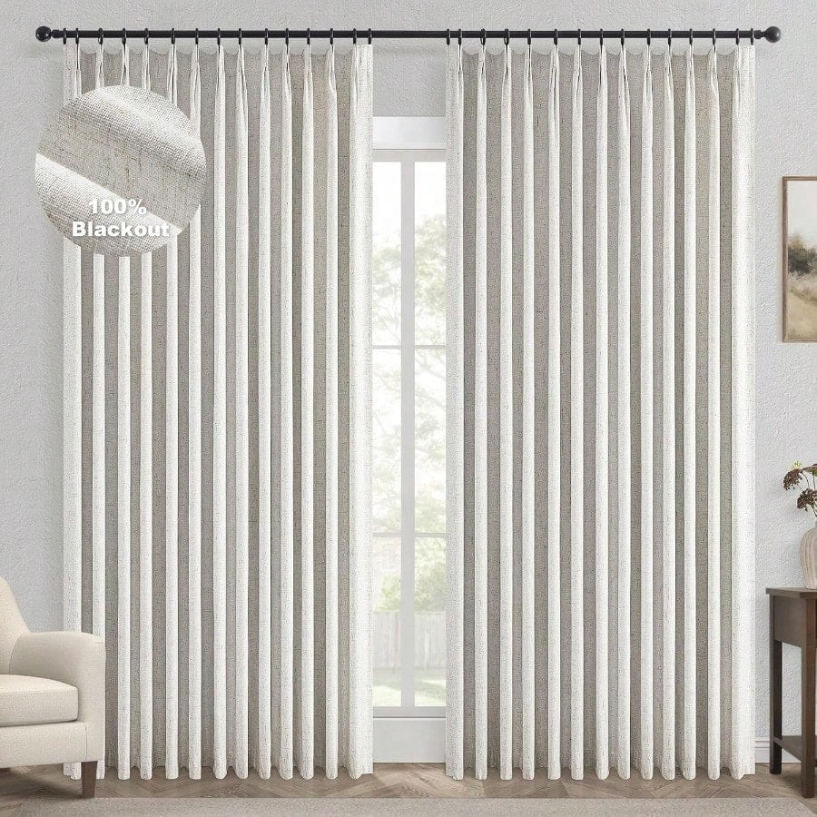 Extral Wide Custom Sliding Door Curtains Pinch Pleated 100 Blackout ...