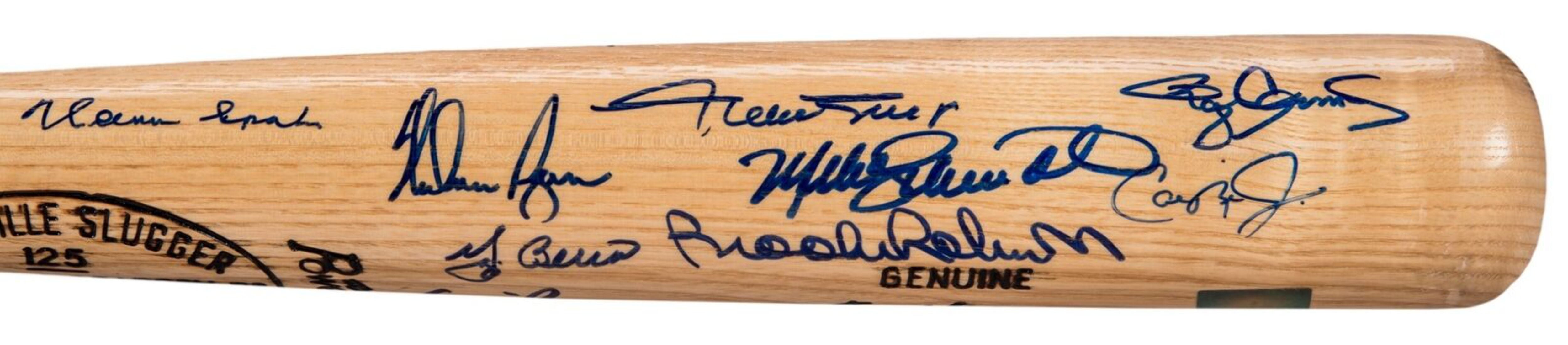 Extraordinary All Century Team Signed Bat 17 Sigs With Ted Williams JSA ...