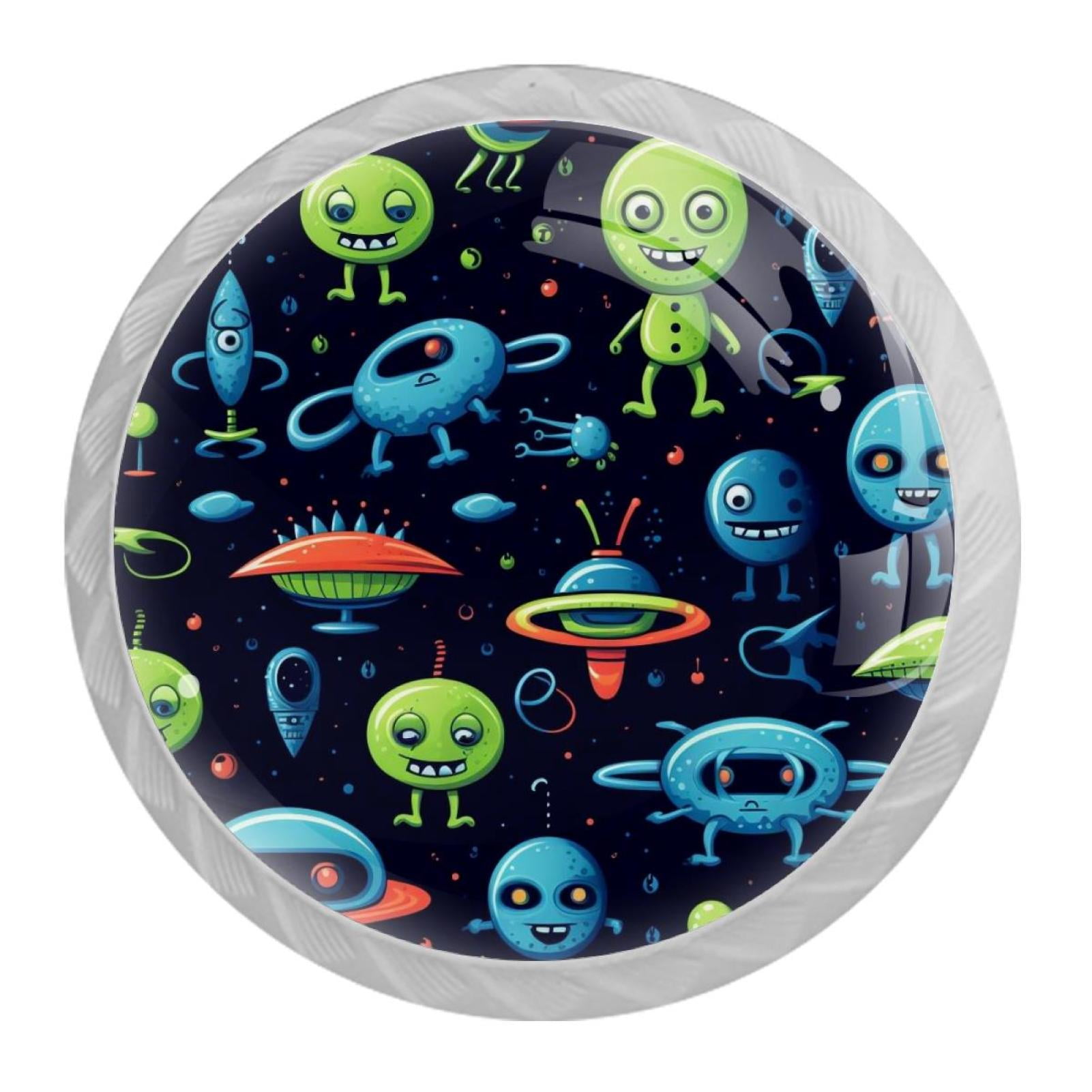 Extraterrestrial Cartoon Cute Drawer Knobs, 4 Piece Set Decorative ...