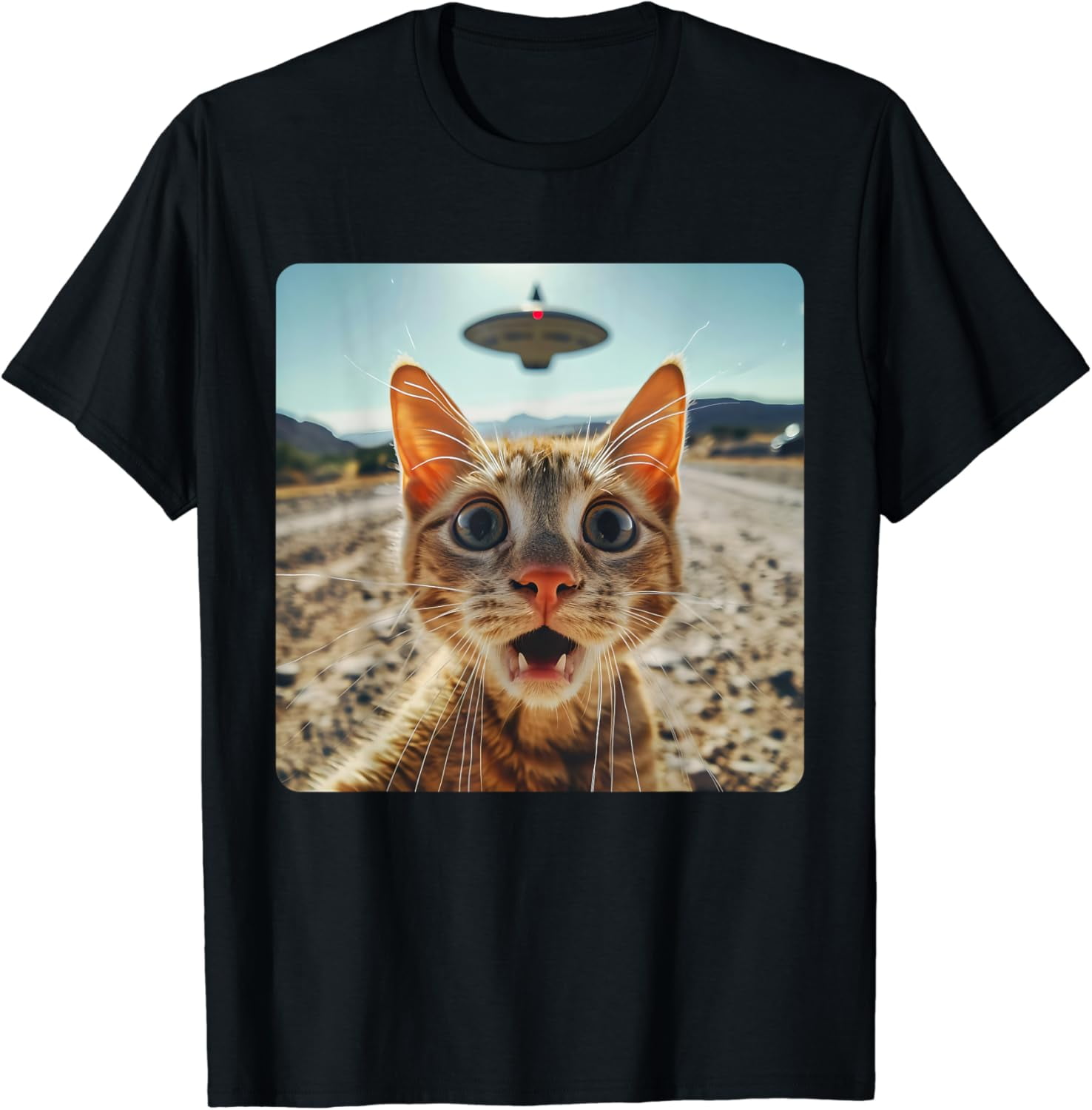 Extraterrestrial Encounter: Cat Selfie with Alien UFO T-Shirt - Walmart.com