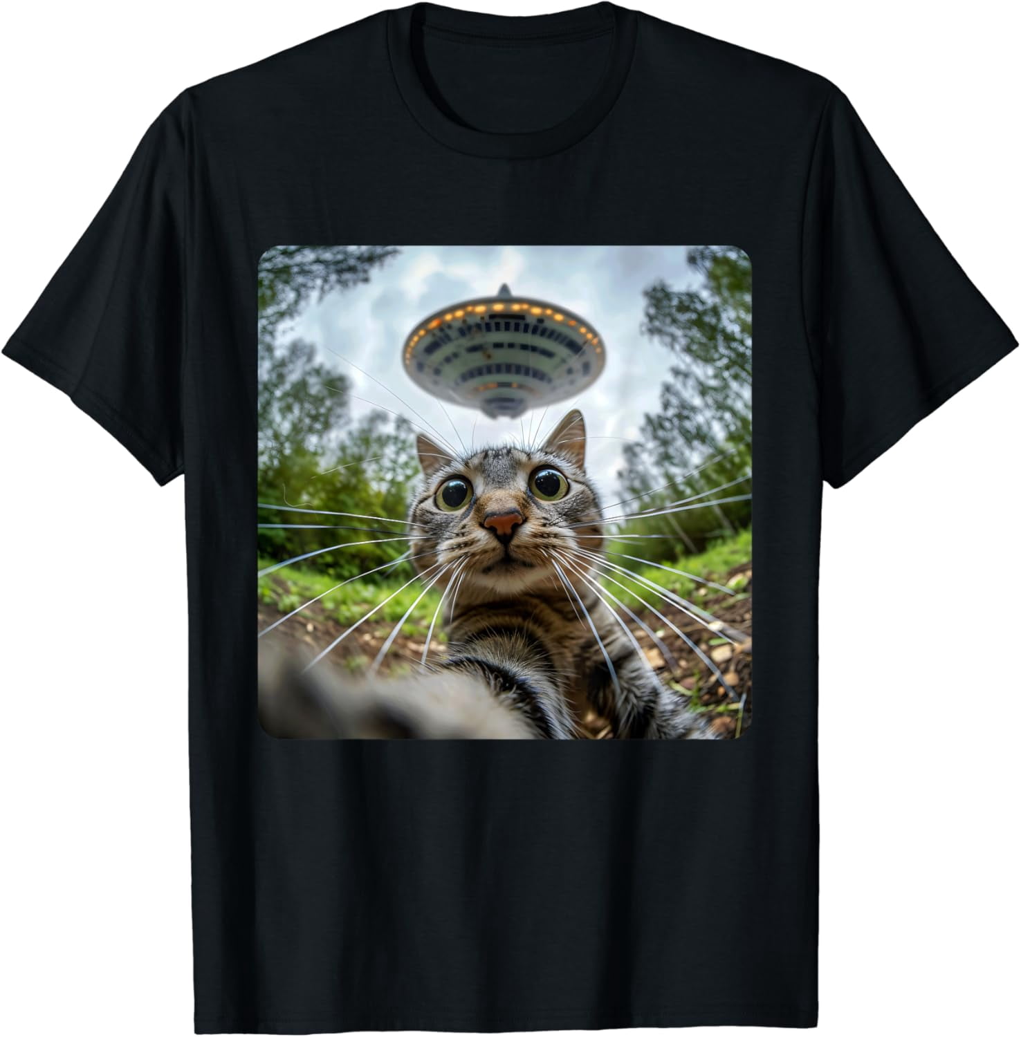 Extraterrestrial Encounter: Cat Selfie with Alien UFO T-Shirt - Walmart.com