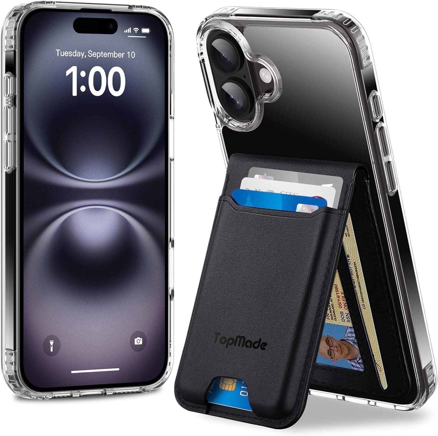 Magnetic Credit Card Holder for iPhone, Leather Phone Wallet Stick on ...